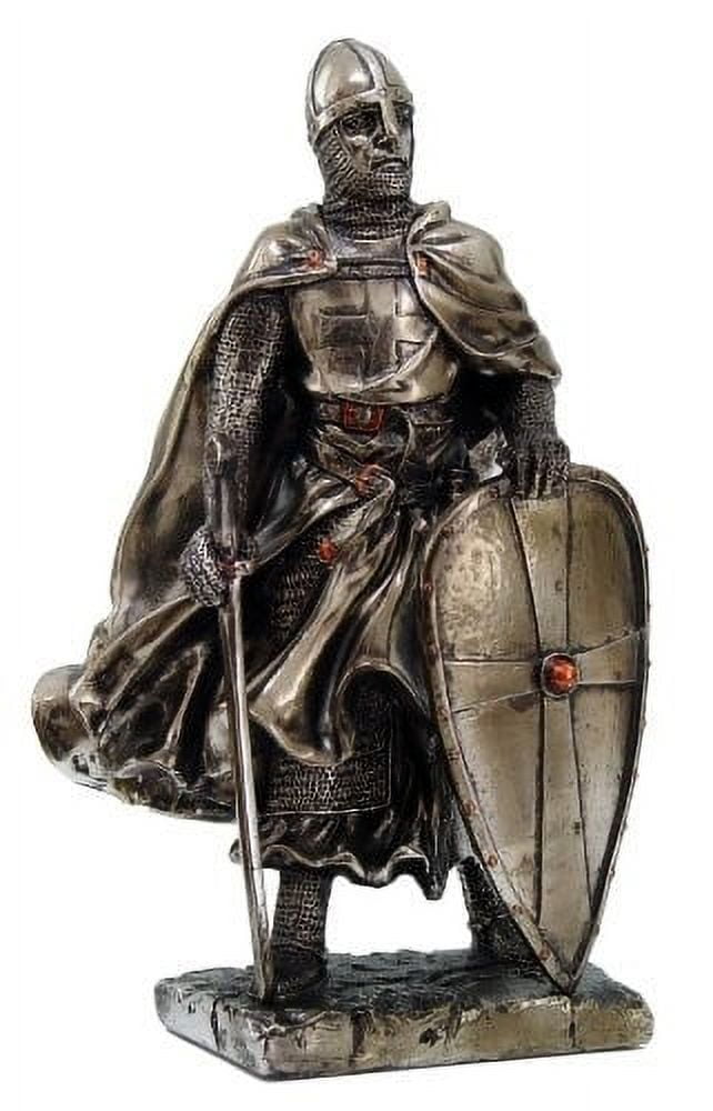 MEDIEVAL KNIGHT 7" TALL CRUSADER TEMPLAR GUARD STATUE FIGURINE SUIT OF ...