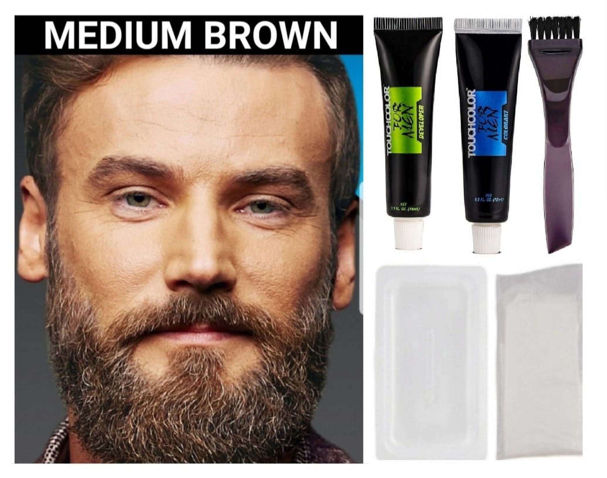 MEDIUM BROWN BEARD MOUSTACHE SIDEBURNS HAIR DYE CREAM-COLOR GRAY BEARD ...