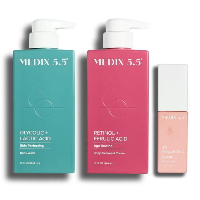 MEDIX 5.5 Anti Wrinkle Bundle Retinol & Glycolic Acid & 3% Hyaluronic ...