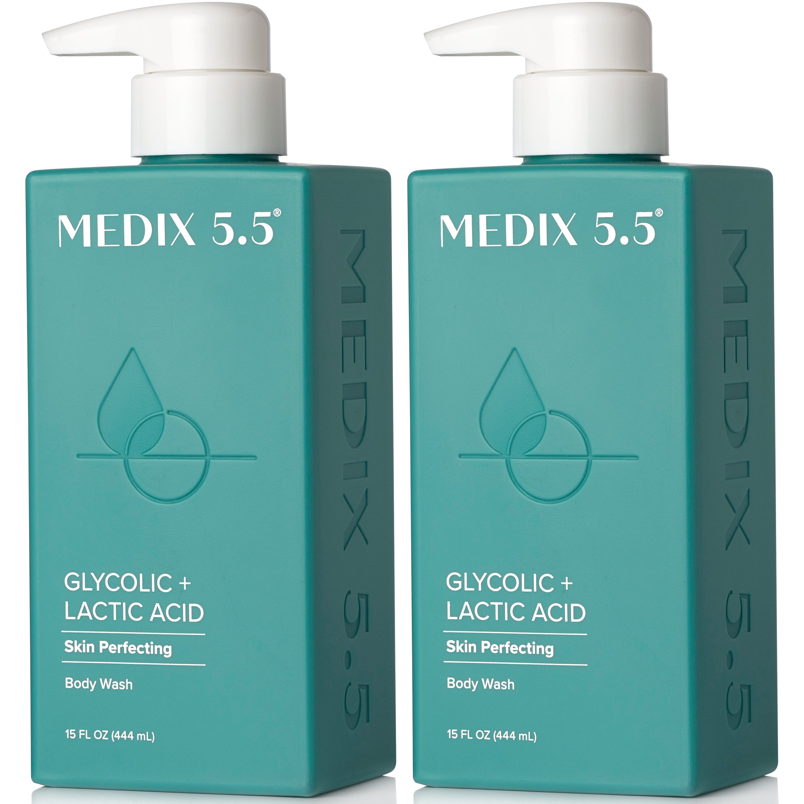 Medix 5.5 Glycolic Lactic Acid Body Wash Two Pack 15 fl oz Exfoliating Face and Body Cleanser ...