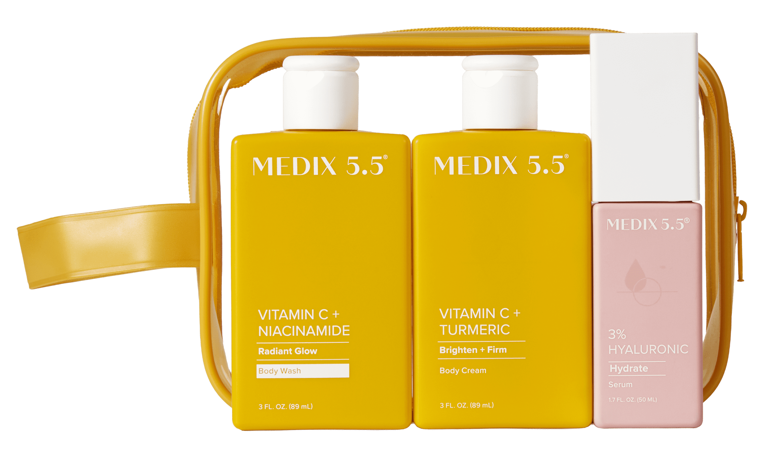 MEDIX Vitamin C Cream + Wash + Hyaluronic Acid Serum 3PC Travel Kit ...