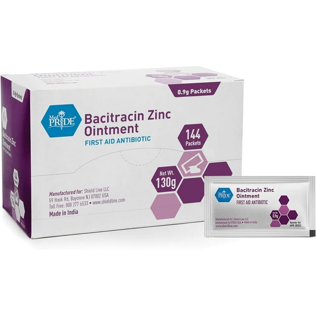 MEDPRIDE 0.9g Bacitracin Antibiotic Ointment with Zinc, First Aid Antibiotic Cream, 144 Pack ...