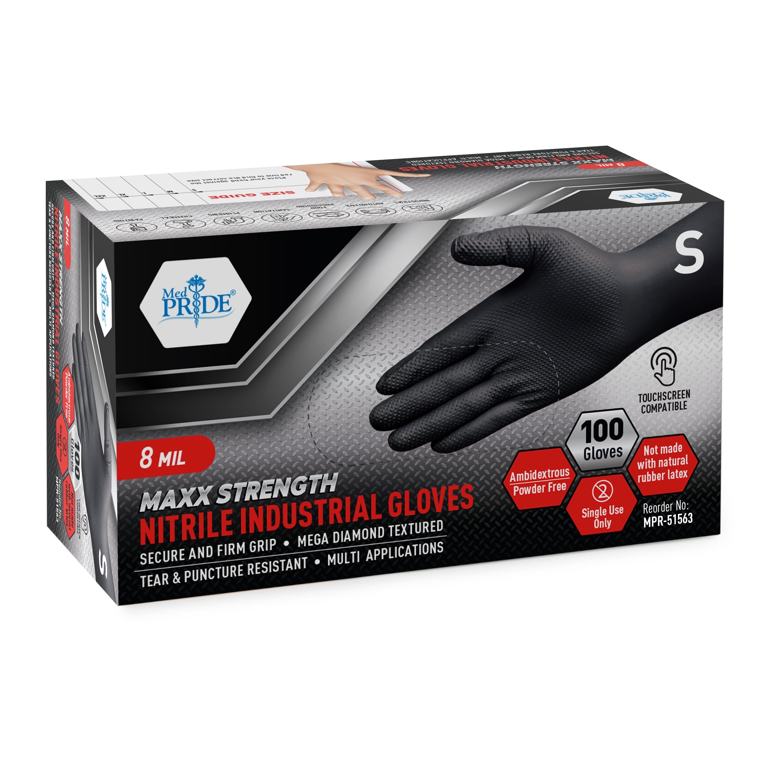 MEDPRIDE Black Disposable Nitrile Gloves Latex Free Industrial Gloves, Small 1000-Pack - Walmart.com