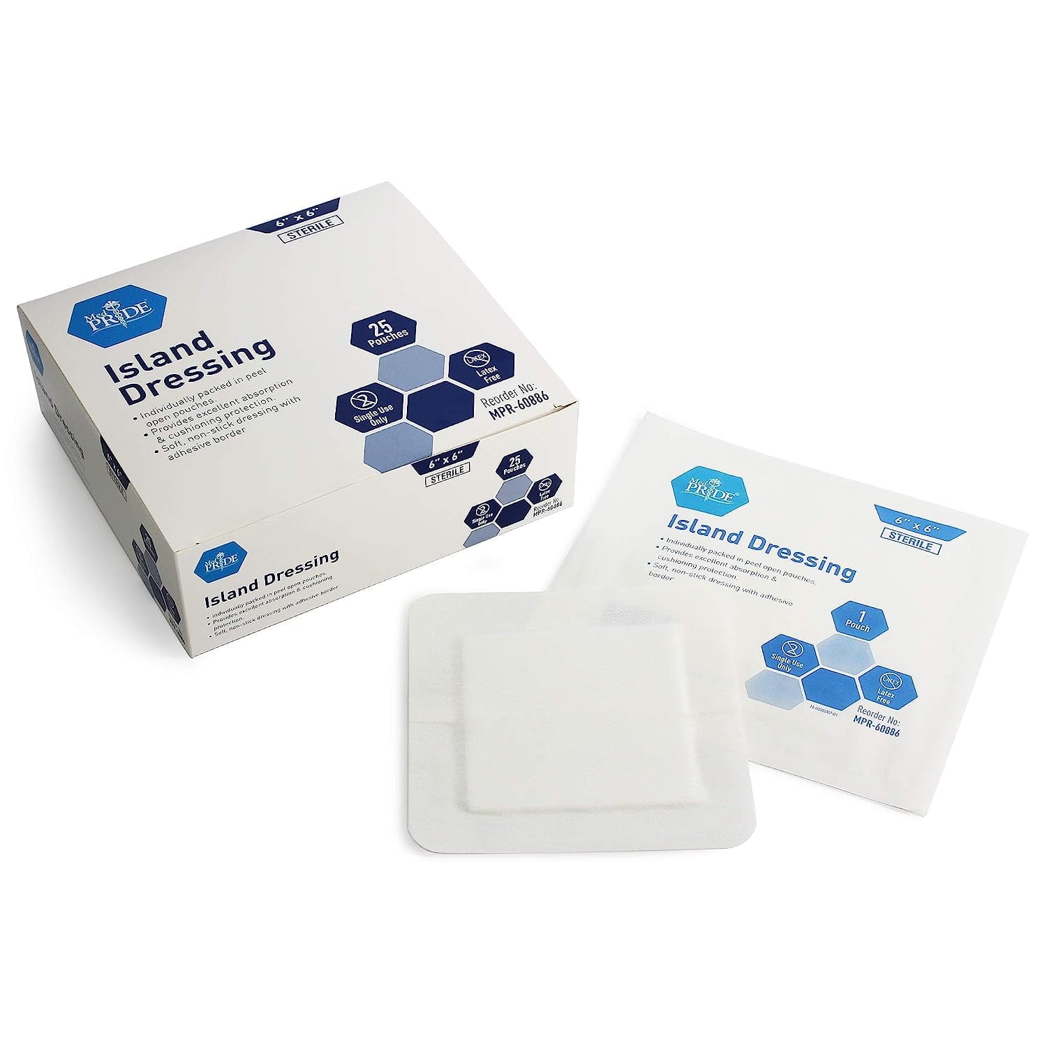 MEDPRIDE Sterile Non-Stick Absorbent Pads for Wound Care, 50-Pack ...
