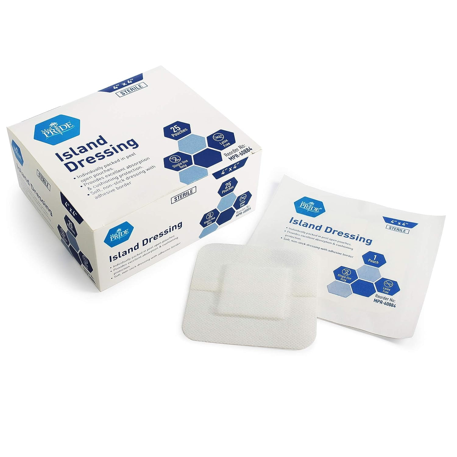 MEDPRIDE Bordered Gauze Island Dressing for Wounds First Aid Kit ...