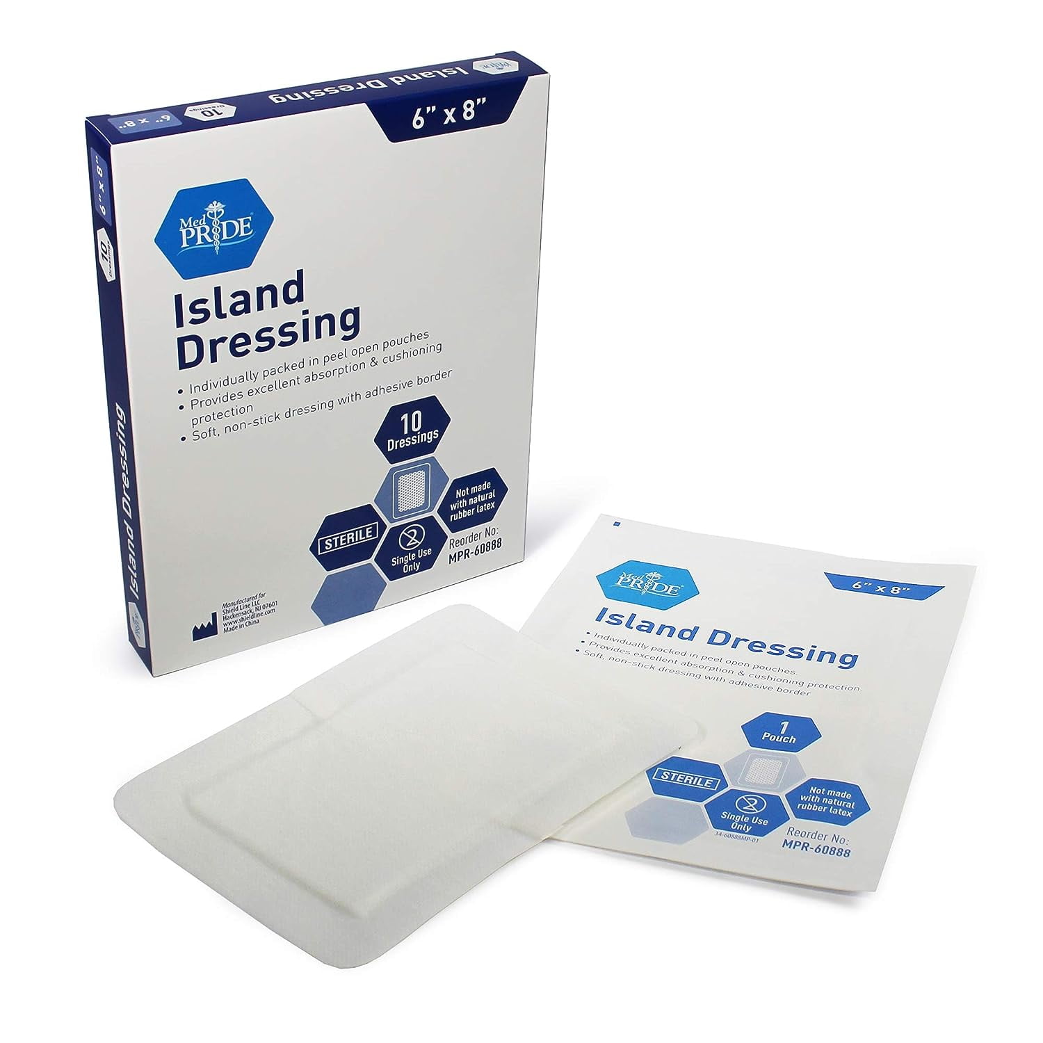 MEDPRIDE Bordered Gauze Island Dressing for Wounds First Aid Kit ...