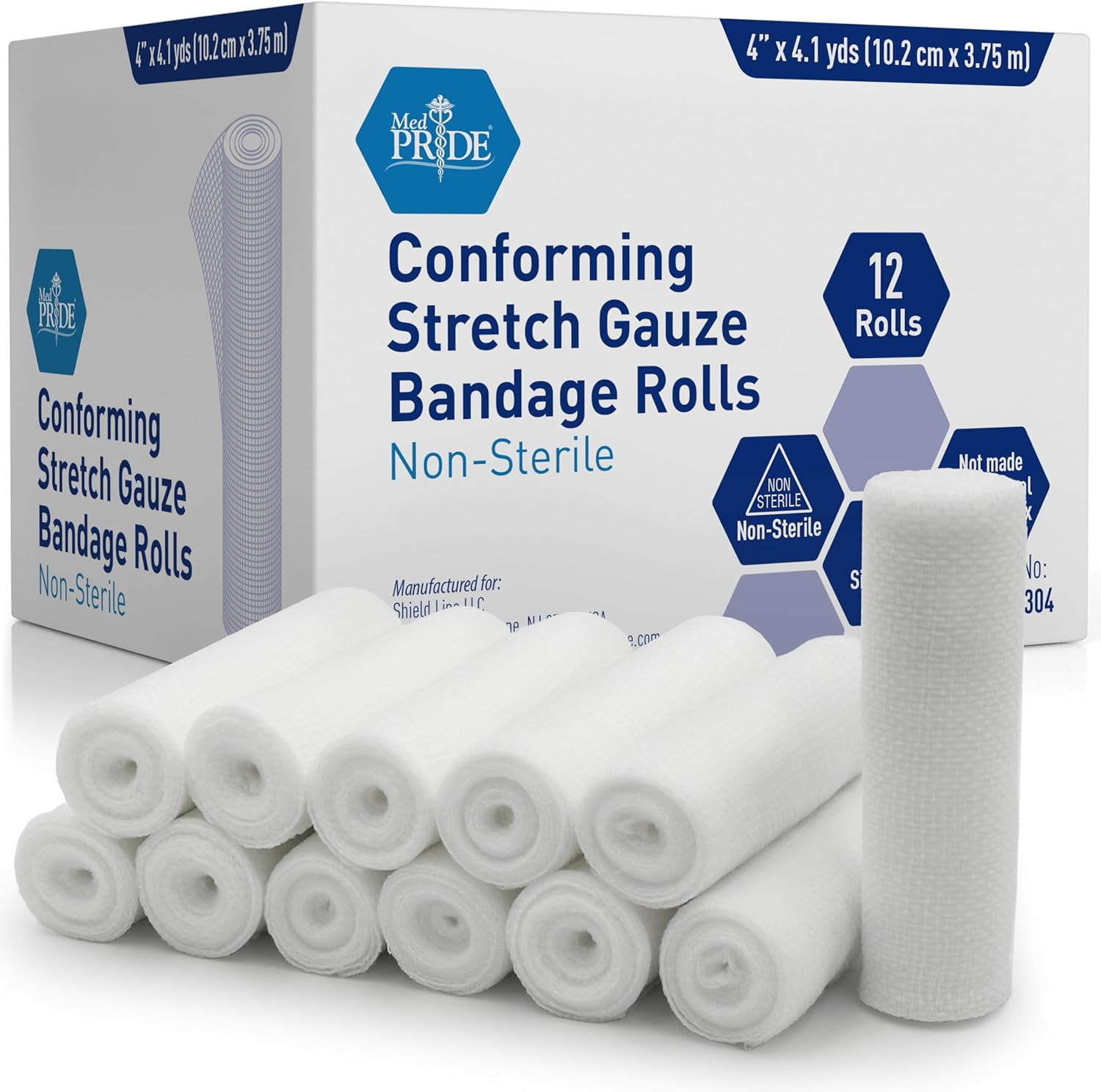 MEDPRIDE Conforming Gauze Rolls Disposable First Aid Rolled Stretch ...
