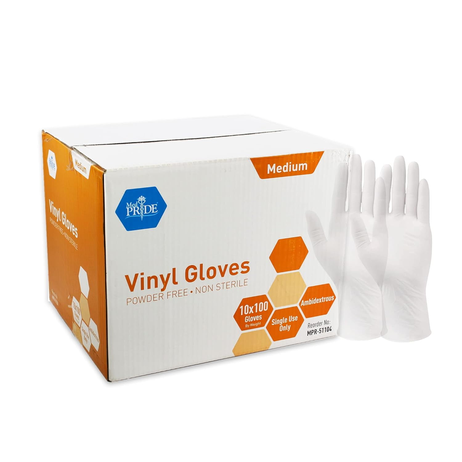 MEDPRIDE Disposable Vinyl Gloves Non-Sterile Powder & Latex Free Gloves, 4.3 mil 1000-Pack ...