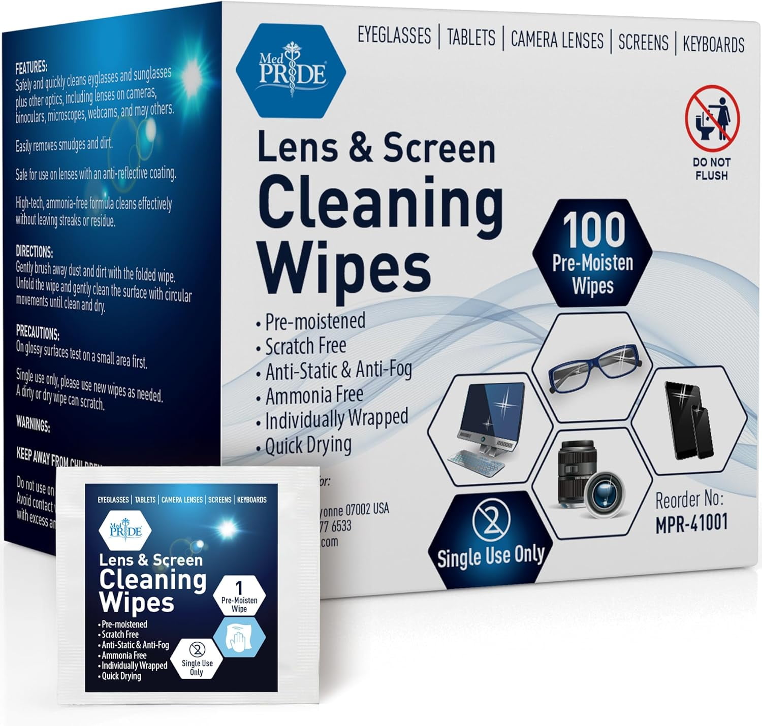 MedPride Lens Wipes, Anti-Fog and Anti-Static Screen and Eyeglass ...