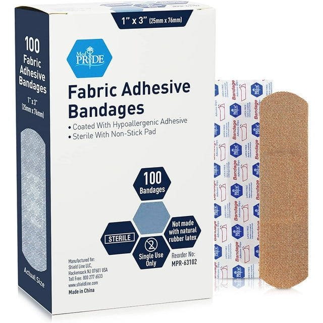 MEDPRIDE Sterile Adhesive Fabric Bandages for Wounds First Aid Kit ...
