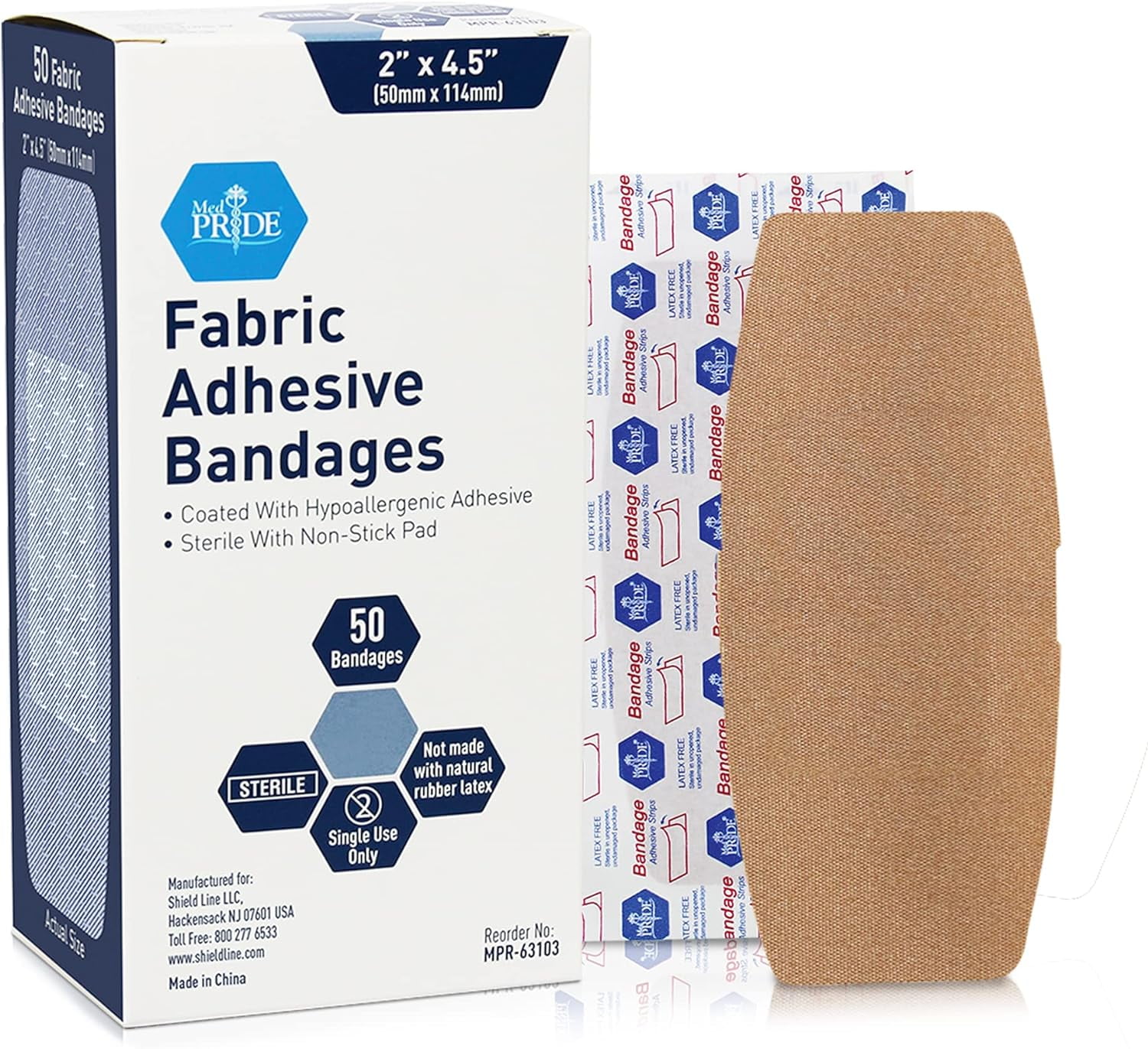 MEDPRIDE Sterile Adhesive Fabric Bandages for Wounds First Aid Kit ...