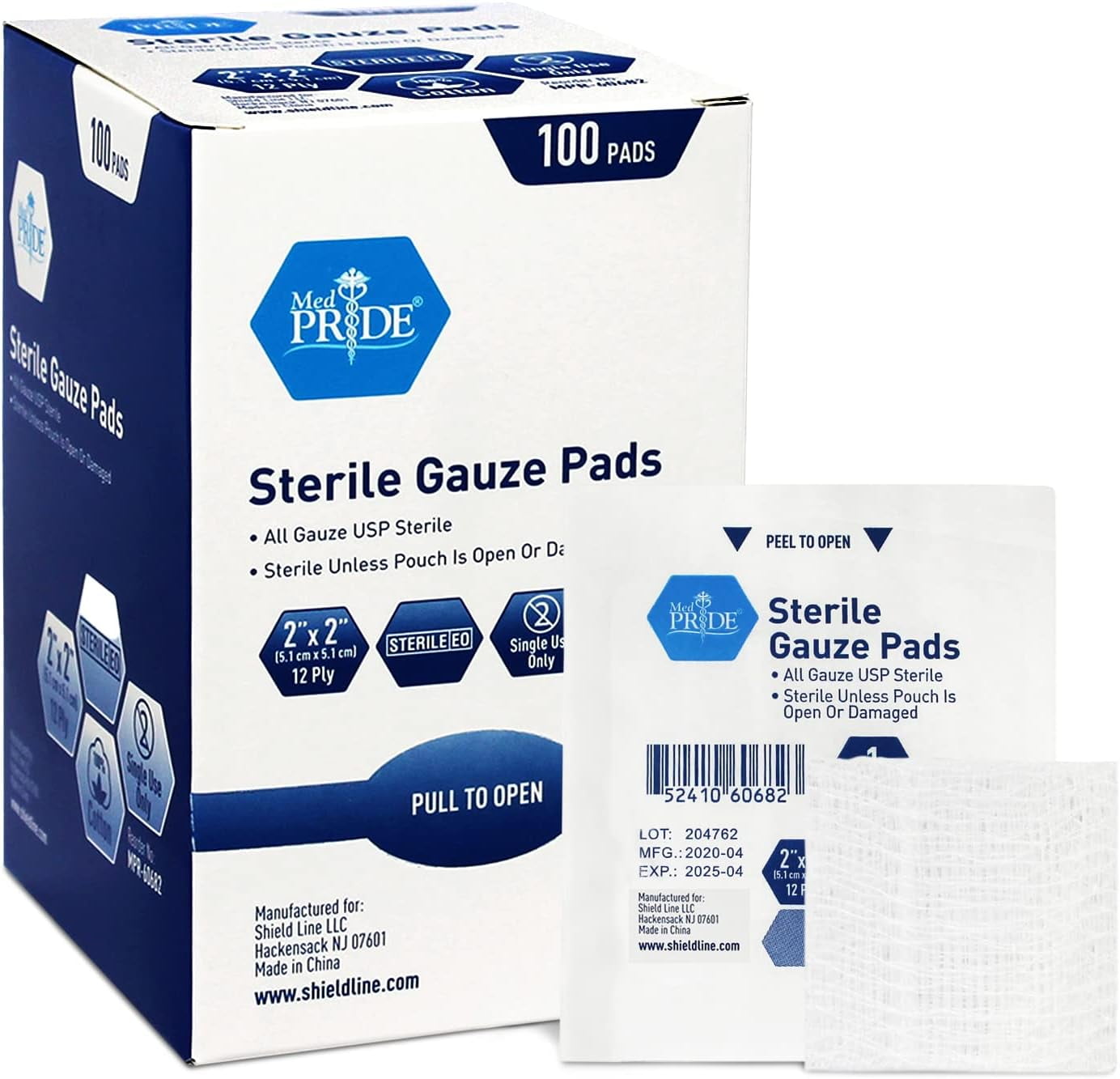 MEDPRIDE Absorbent Non-Stick Sterile Gauze Pads for Wound Dressing, 2'' x 2'' 100-Pack - Walmart.com