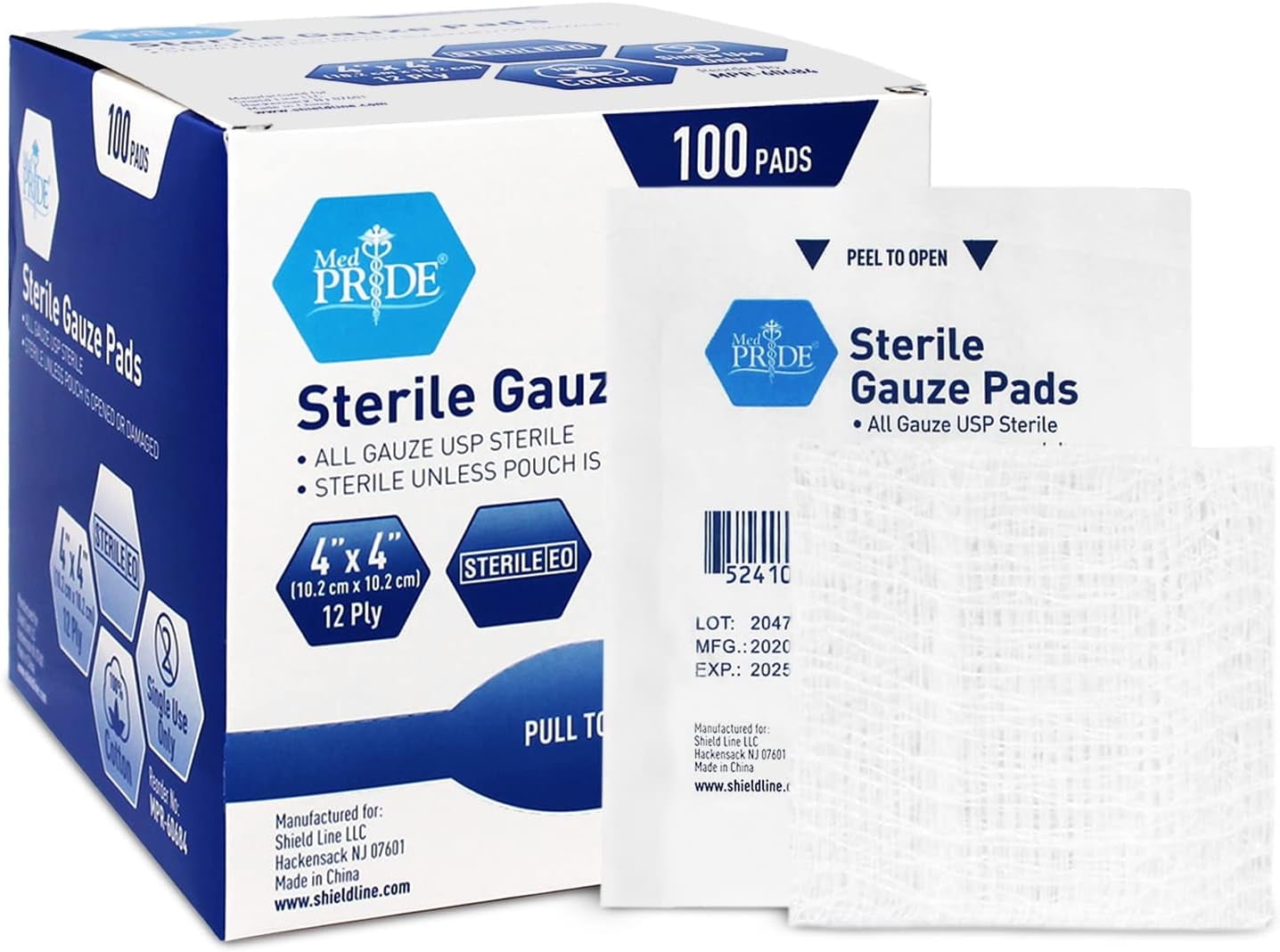 MEDPRIDE Non-Stick Sterile Gauze Pads, Wound Dressing Supplies, 4'' x 4 ...