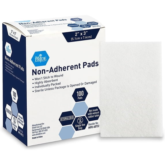 MEDPRIDE Sterile Non-Adherent Pads, 2'' x 3'' 100-Pack for Wound ...