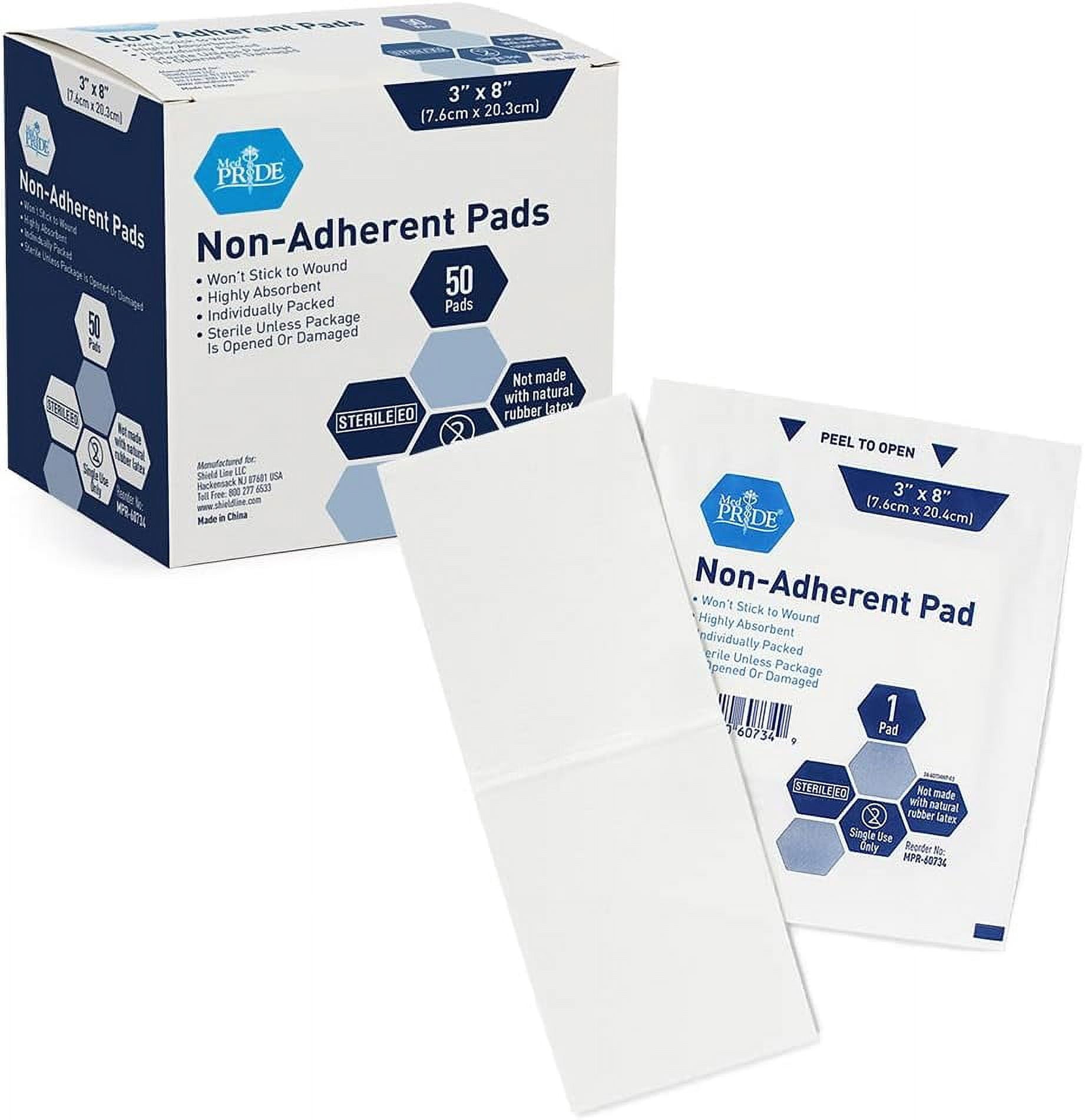 MEDPRIDE Sterile Non-Stick Gauze Pads, 50-Pack for Wound Dressing ...