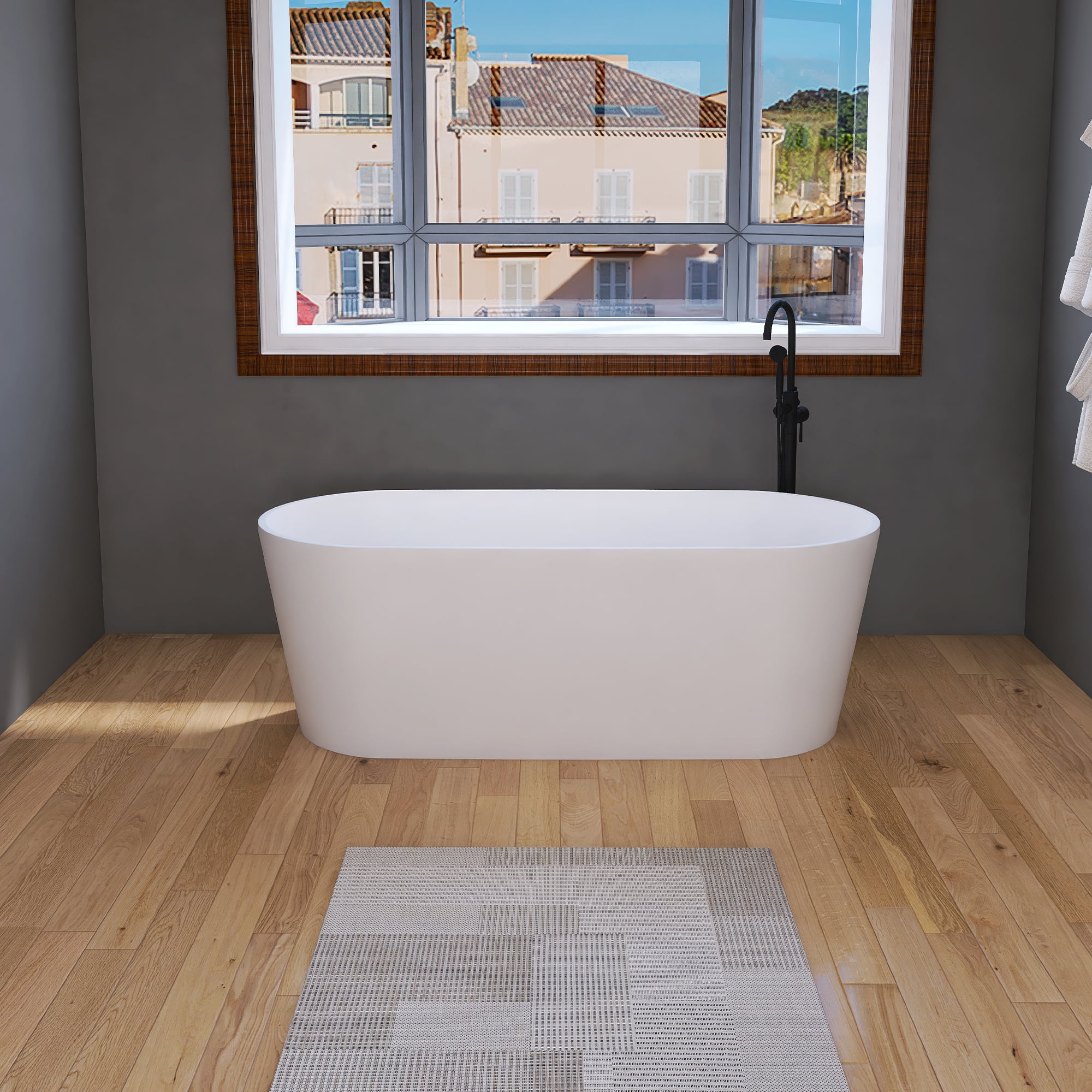 MEDUNJESS 67" Freestanding Bathtub, Solid Surface Stone Resin ...