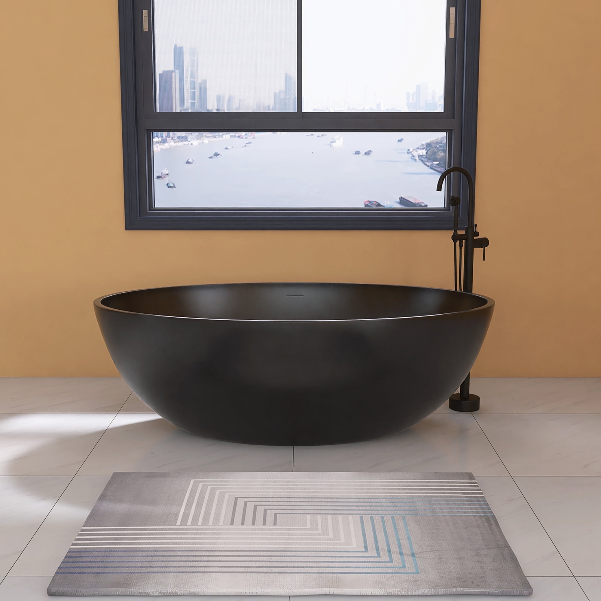 MEDUNJESS 67" Large Space Free Standing Tub, Solid Surface Stone Resin ...
