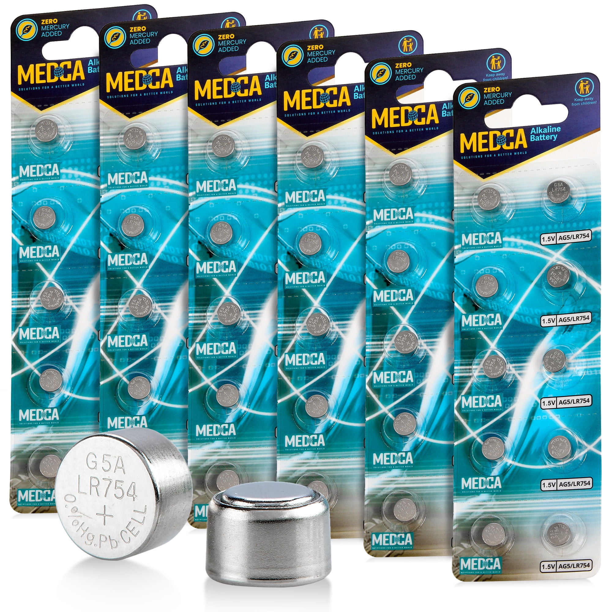 MEDca 1.5V Alkaline Batteries - LR754 AG5 393 754 LR48 193 Battery - 60 ...