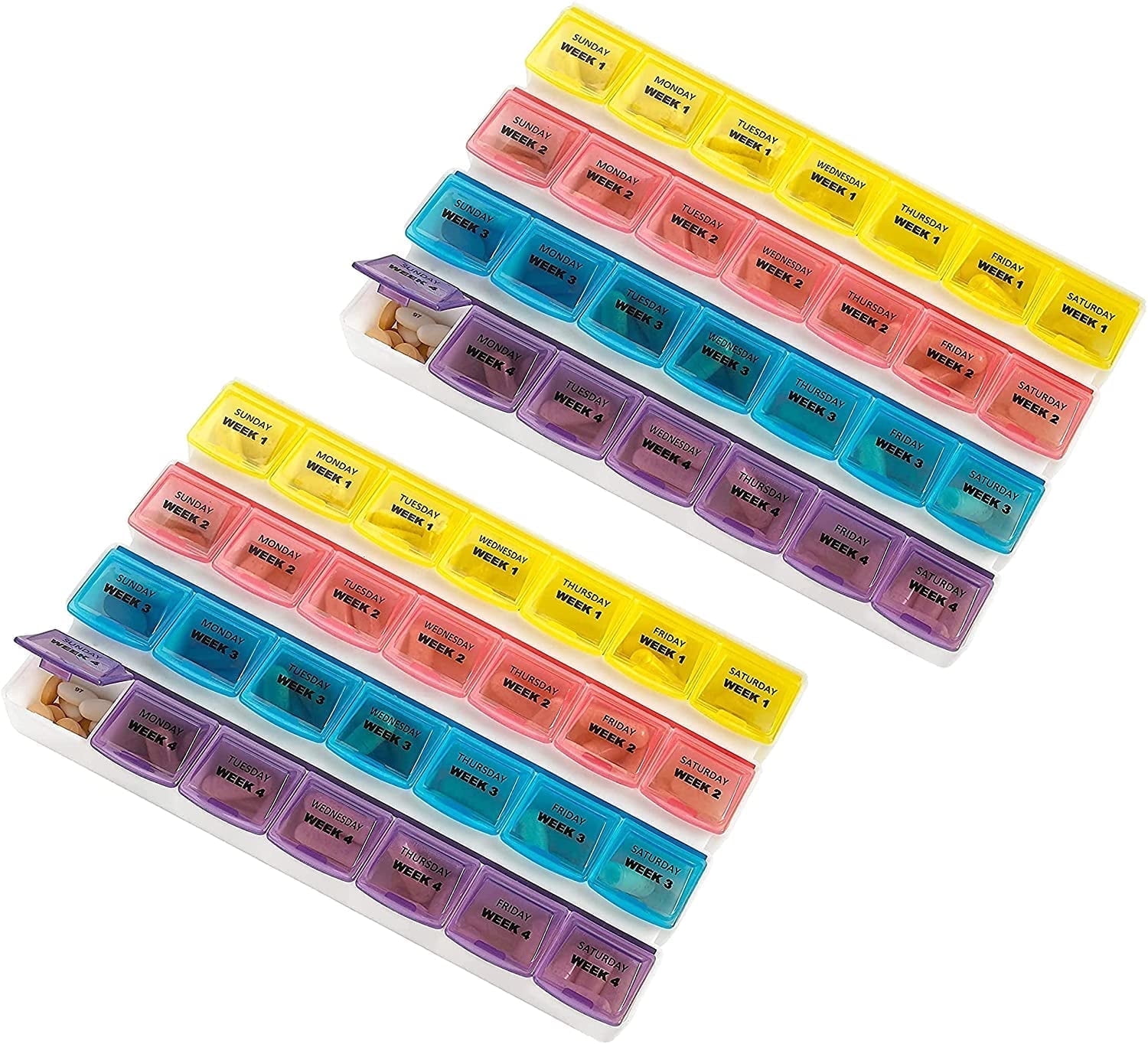 MEDca 28-Day Multicolor Pill Organizer Set, Monthly Planners (2-Pack ...