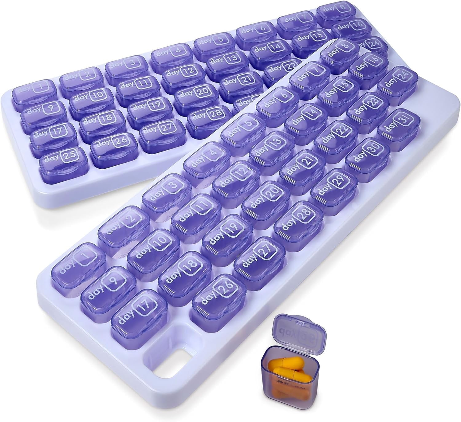 MEDca 31-Day Pill Organizer with Planner, White Tray & Purple Removable ...