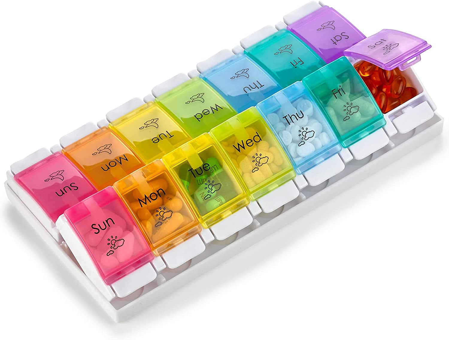 MEDca 7 Day AM PM Pill Organizer Push Button Open a Daily Case ...