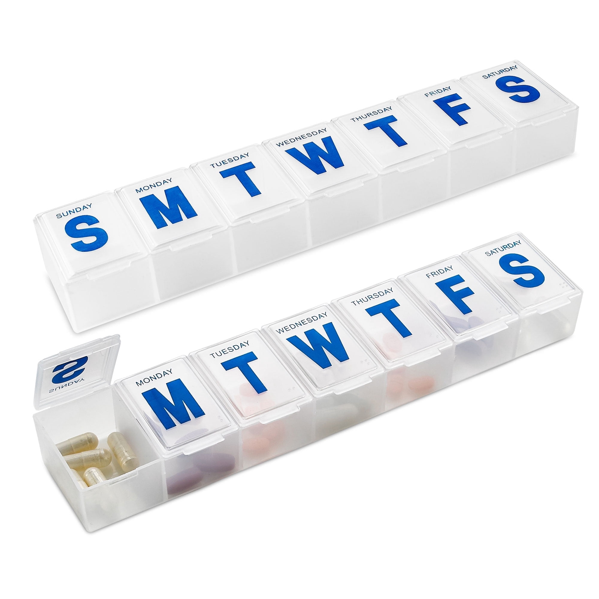 (2 Pack) MEDca 7-Day Extra Large Plastic Pill Organizer - Walmart.com