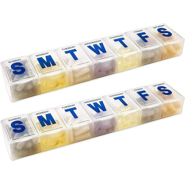 MEDca 7-Day Extra Large Plastic Pill Organizer - 2 Pack, Weekly Pill ...
