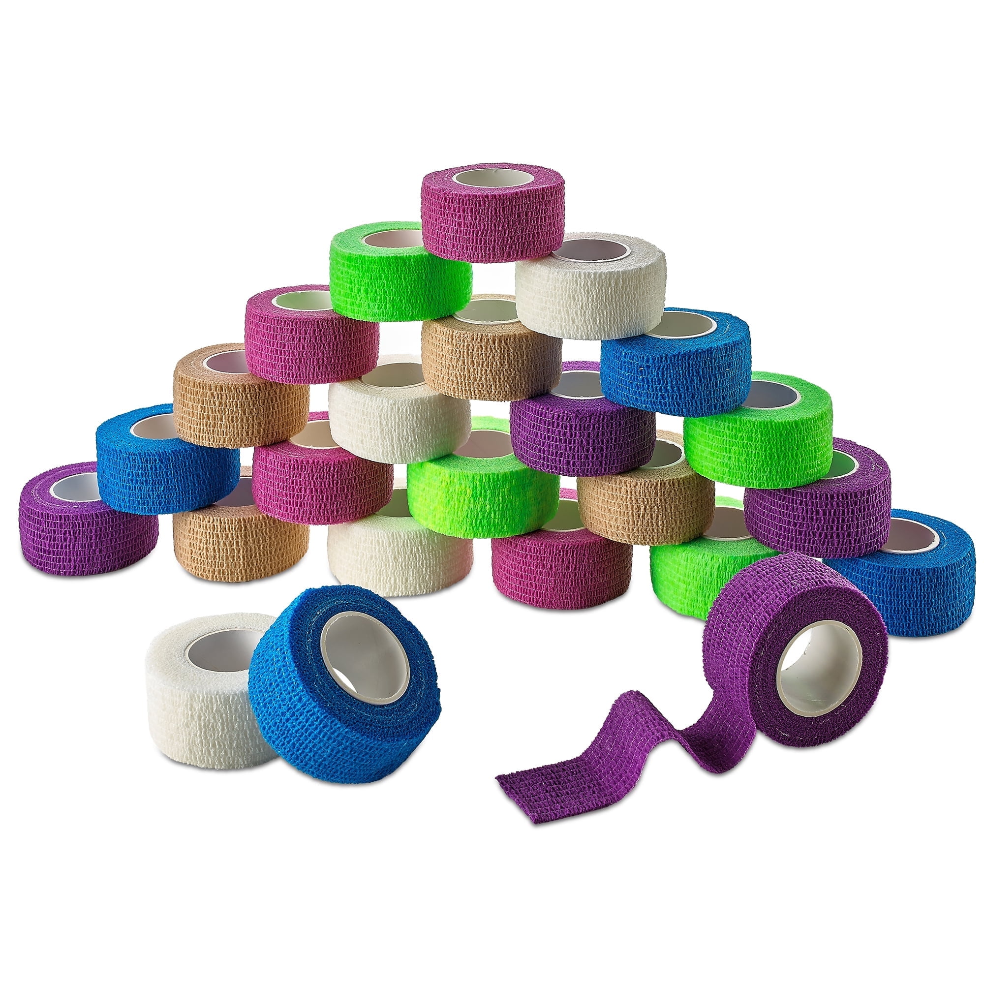 MEDca Self Adherent Cohesive Wrap Bandages, 1" x 5 Yds, 24 Count (Pack ...