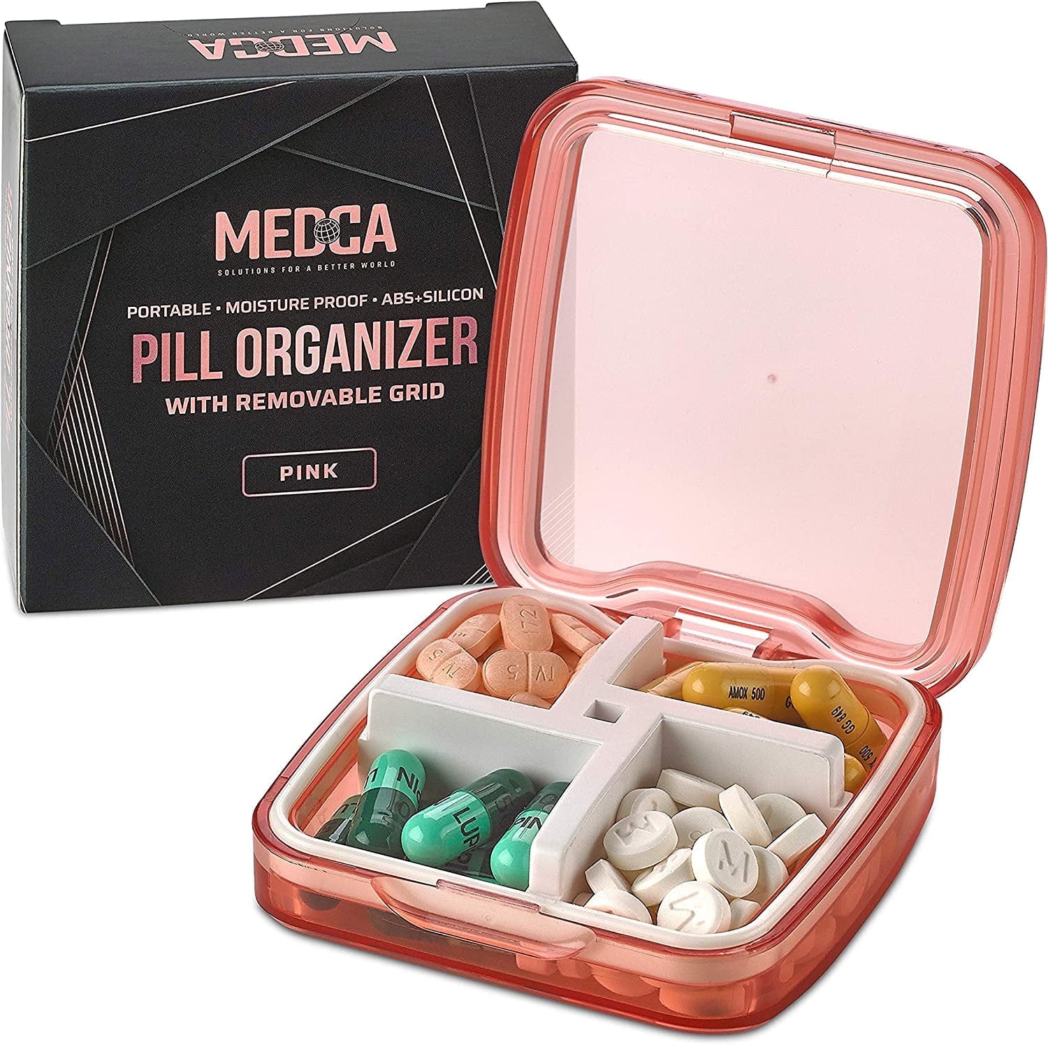 MEDca Compact Pill Box Organizer - Portable Waterproof Medicine by ...