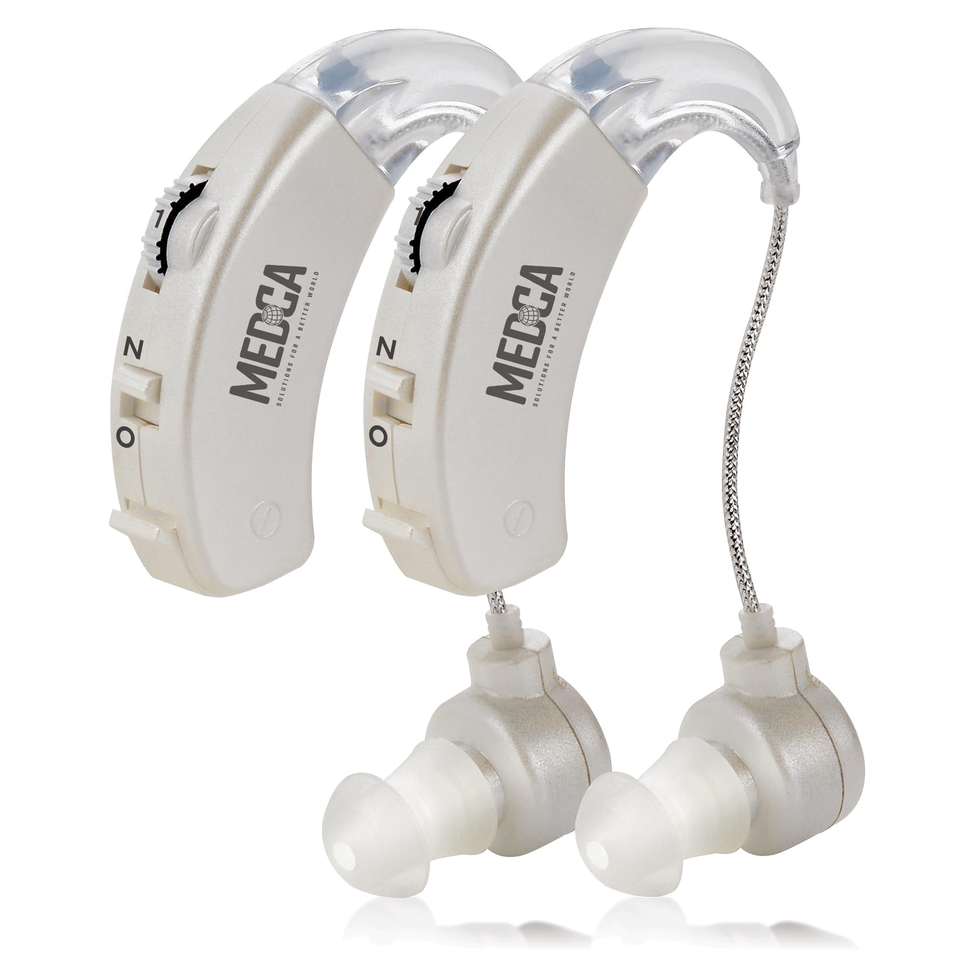 MEDca Digital Behind-the-Ear Hearing Amplifier White Compact Sound ...