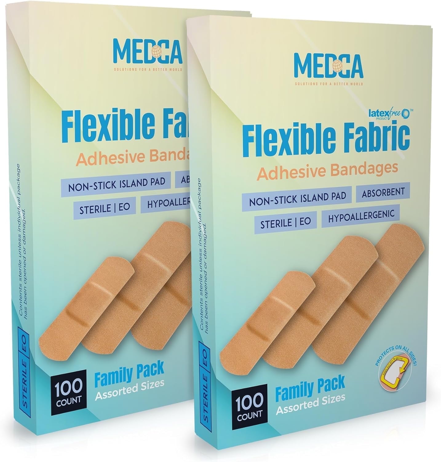 MEDca Flexible Adhesive Bandages 2-Pack Assorted Sizes for Wound Care ...