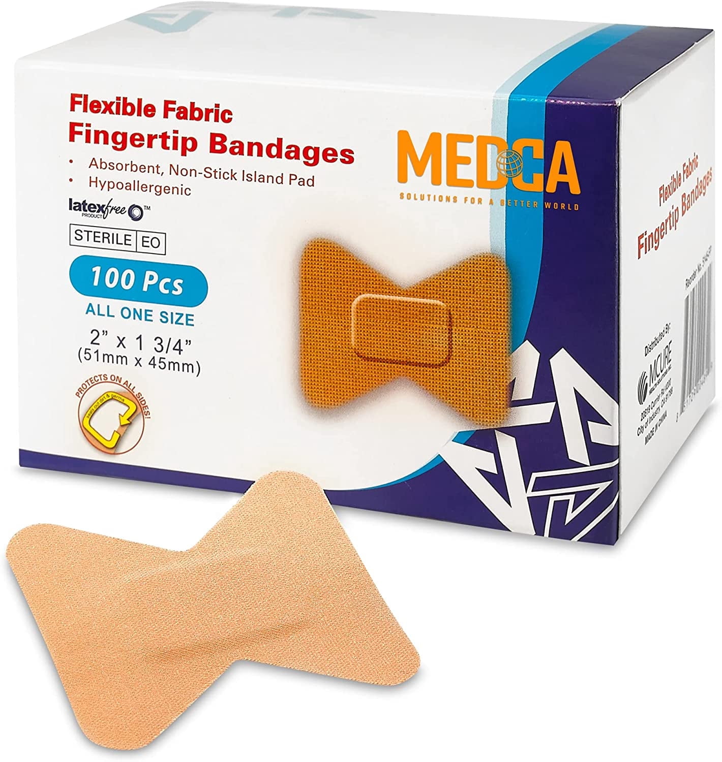 MEDca Fingertip Flexible Fabric Adhesive Bandages, Protect Wounds from ...