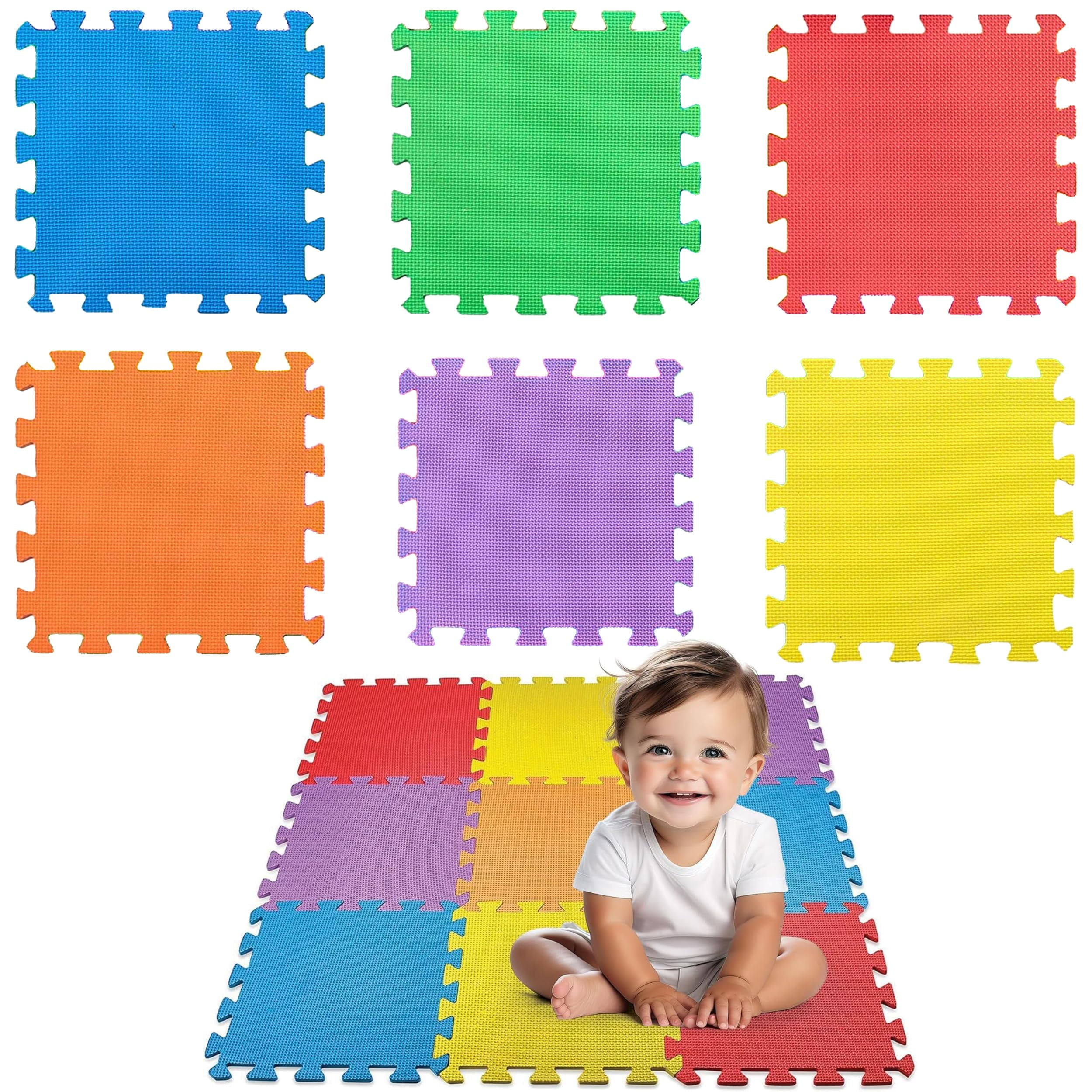 MEDca Floor Mat 60-Tiles Exercise Outdoor, Mat Solid Foam EVA Playmat ...