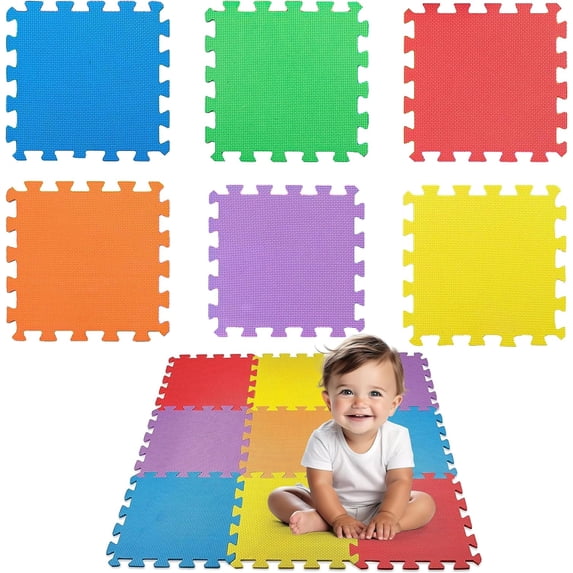 MEDca Floor Mat 60-Tiles Exercise Mat Solid Foam EVA Playmat Kids ...