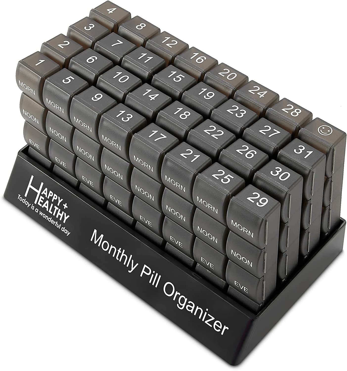 MEDca Monthly Pill Box Organizer - 4 Times-a-Day - 32 Daily Cases ...
