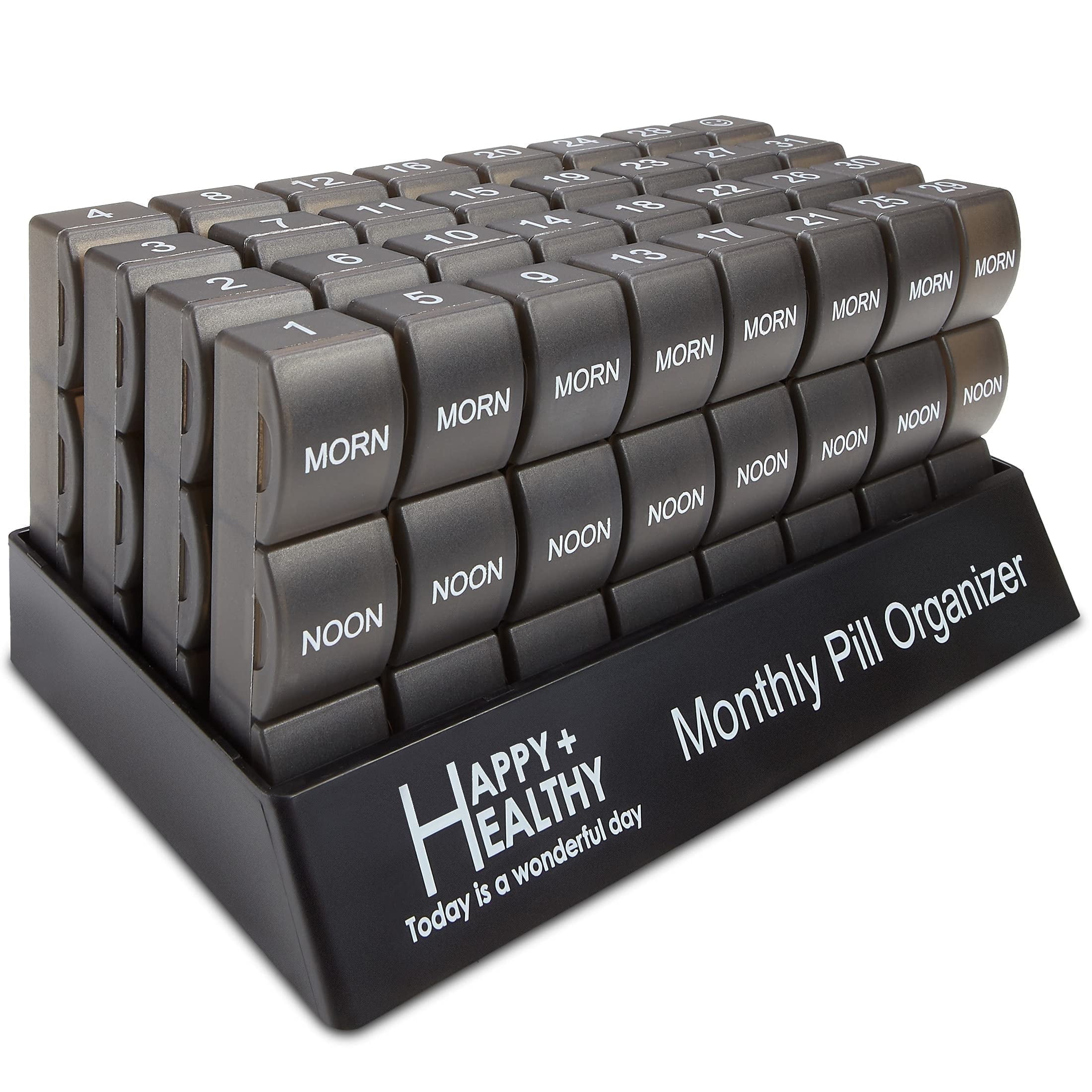 MEDca Monthly Pill Box Organizer, 32 Compartments, Morning-Noon-Night ...