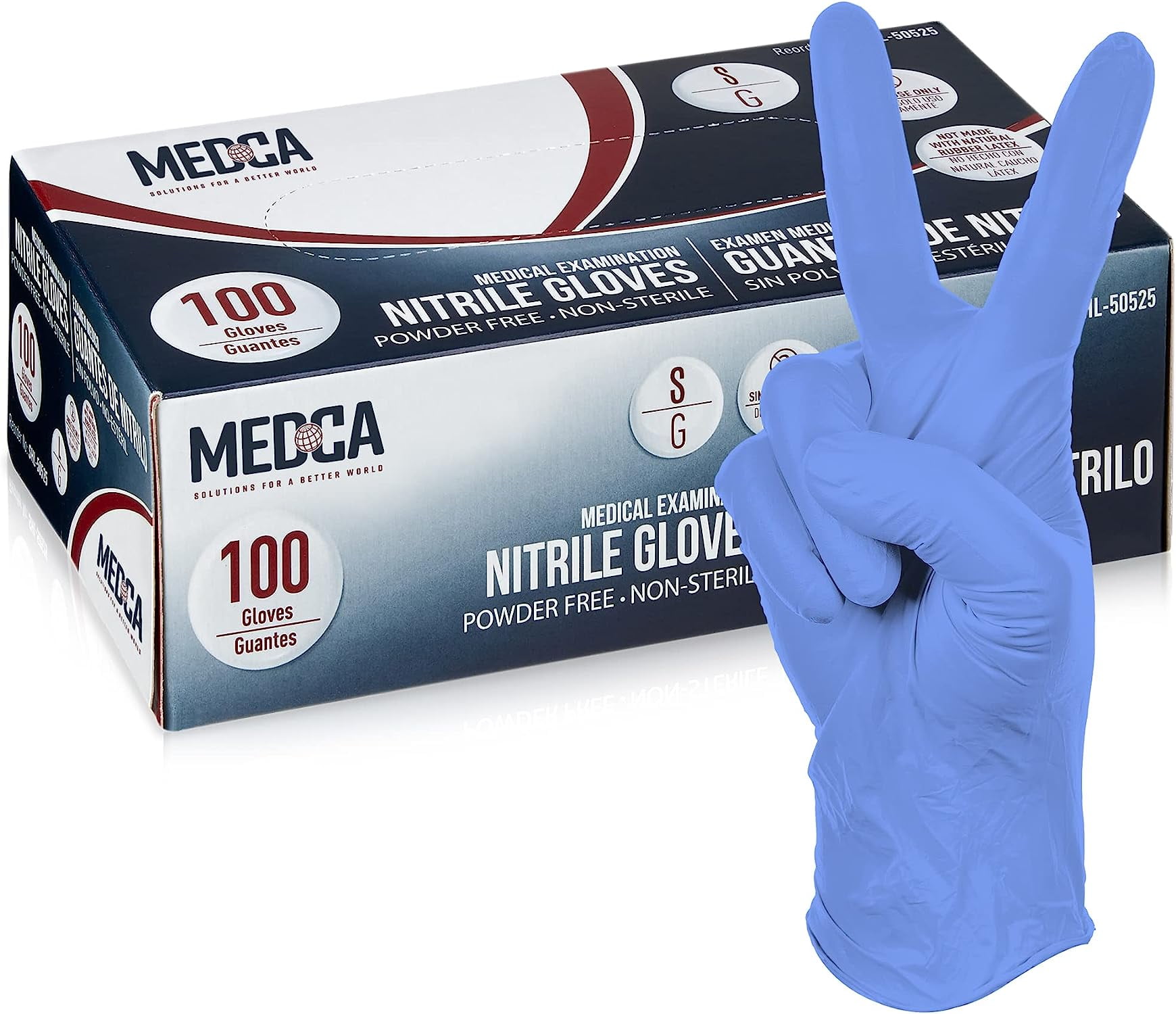 MEDca Nitrile Exam Gloves - 100 Count Box Disposable Non-Sterile Gloves ...