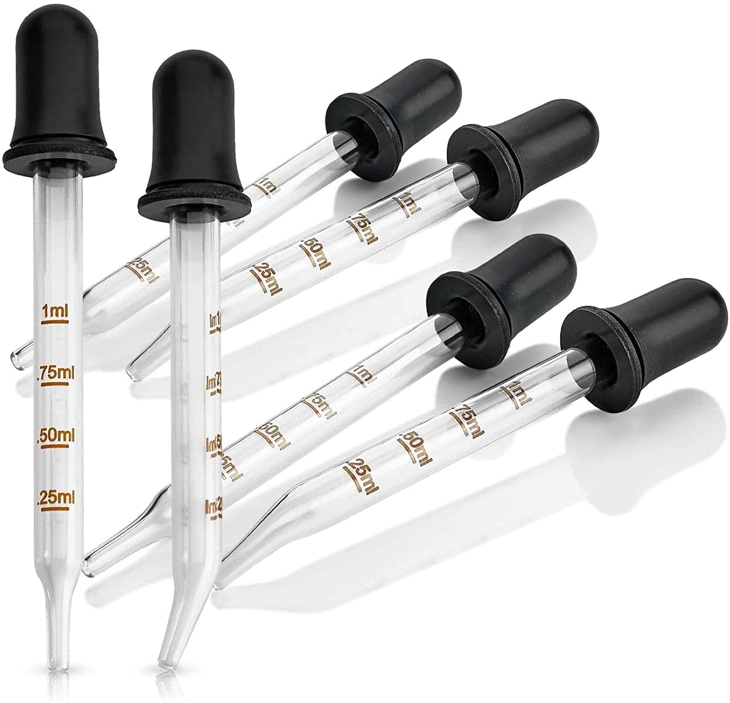 MEDca Reusable Disposable 1 mL Glass Dropper & Bottles with Straight ...