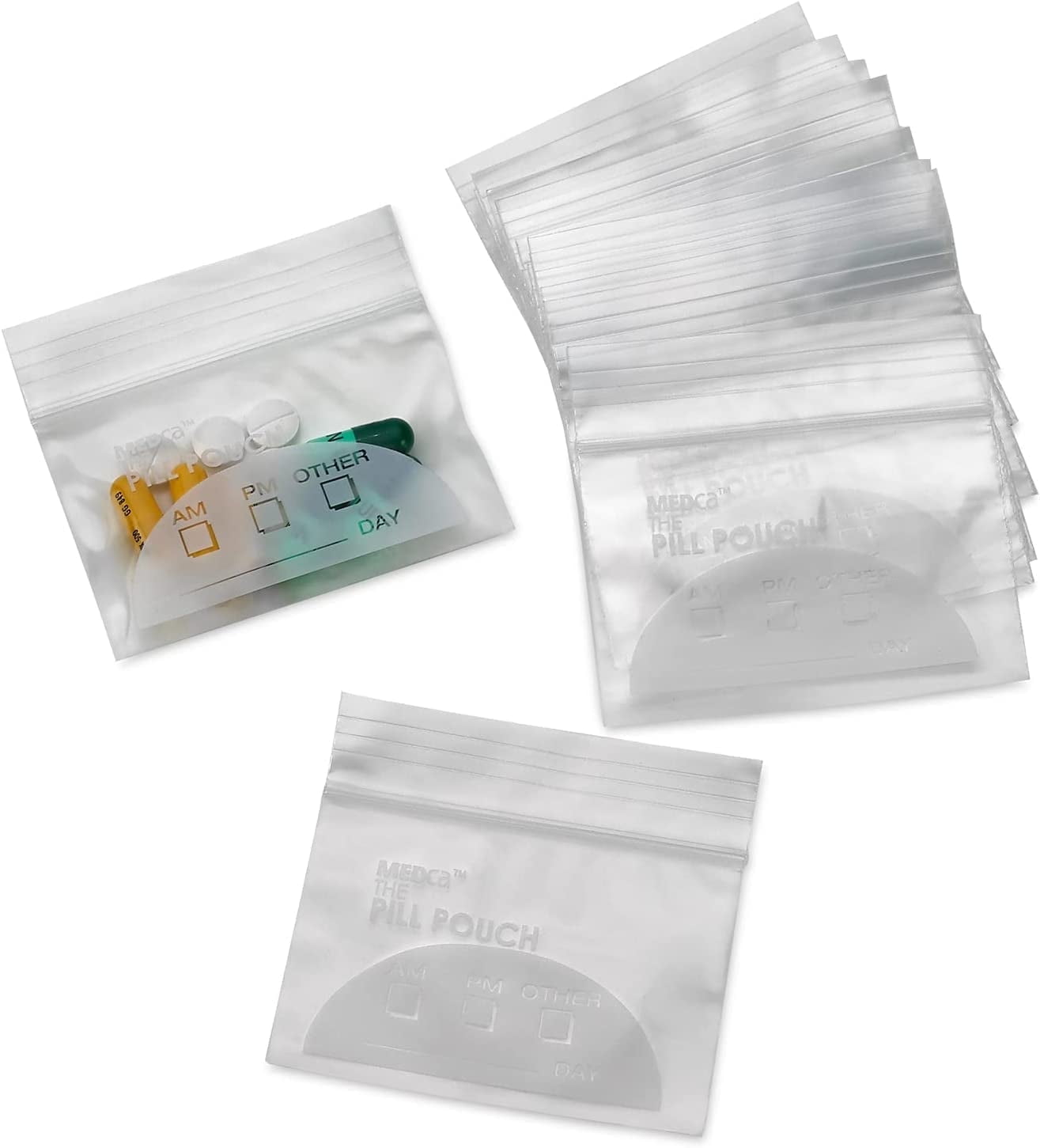 MEDca Reusable Pill Bag Pouch, 100 Ct, 3" x 2.75" Airtight Seal ...