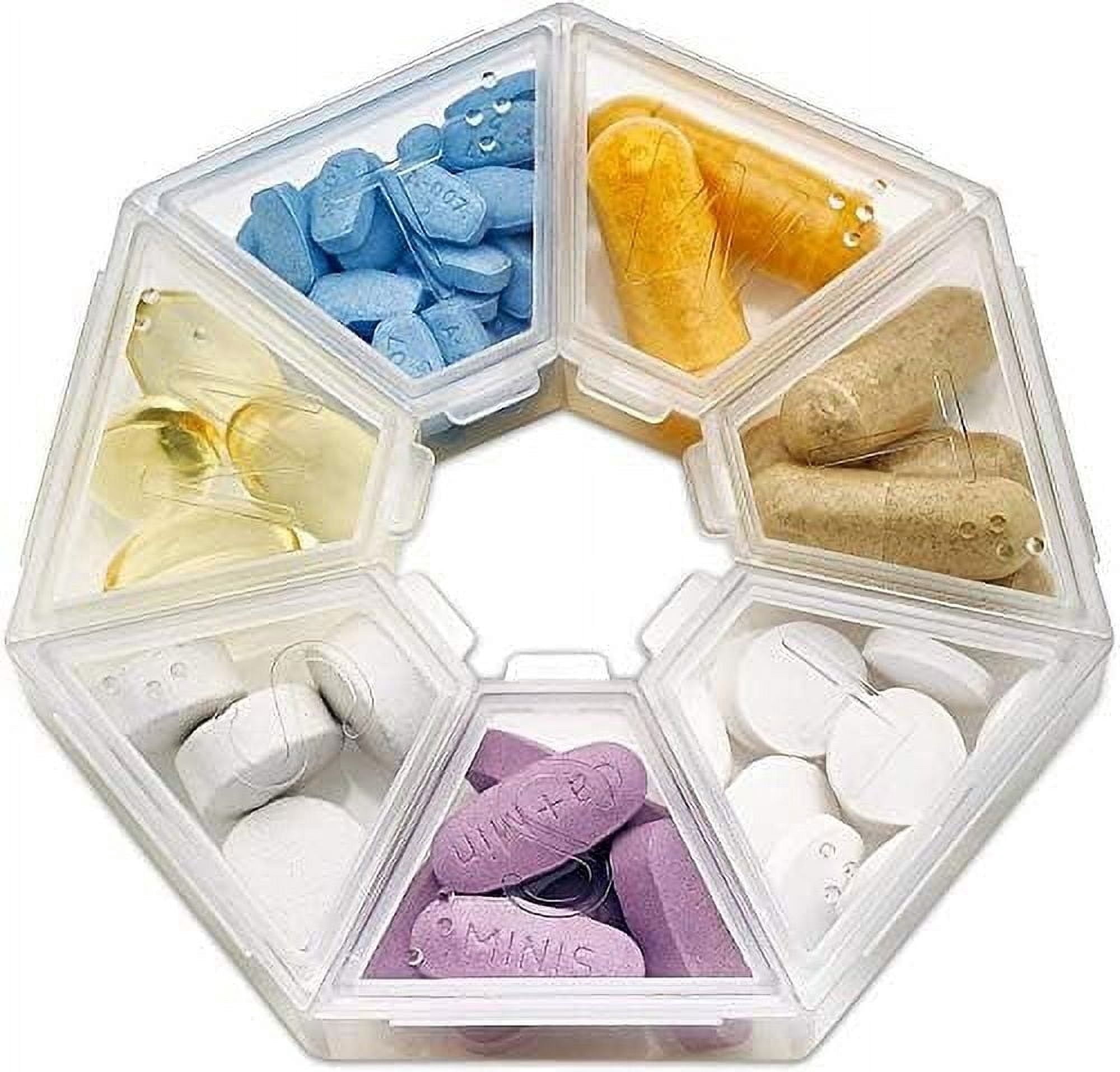 MEDca Round 7-Day Pill Organizer, Clear Medicine Reminder & Container ...