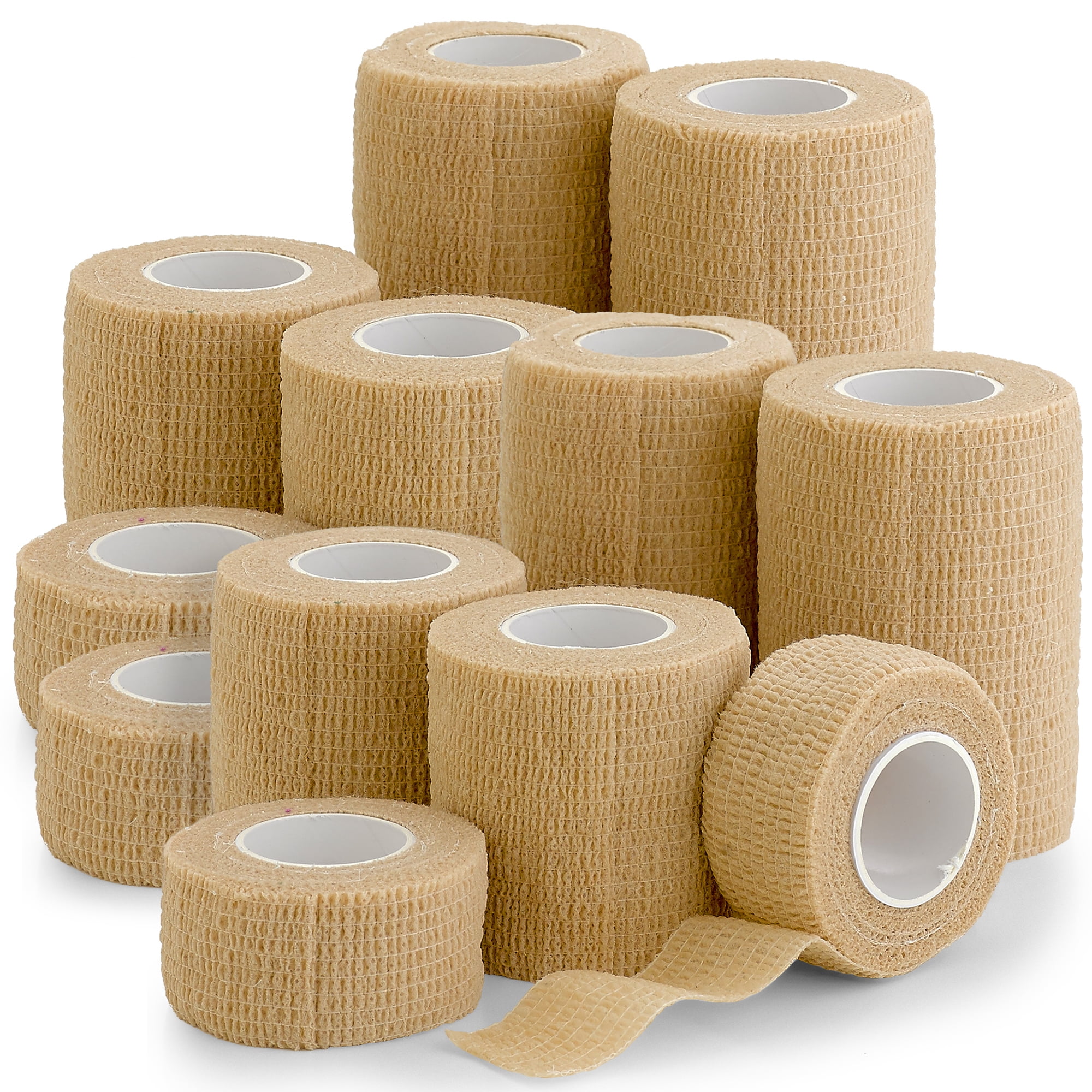 MEDca Self-Adhesive Cohesive Bandage Rolls - 12 Pack, 1”, 2”, 3” x 5 ...