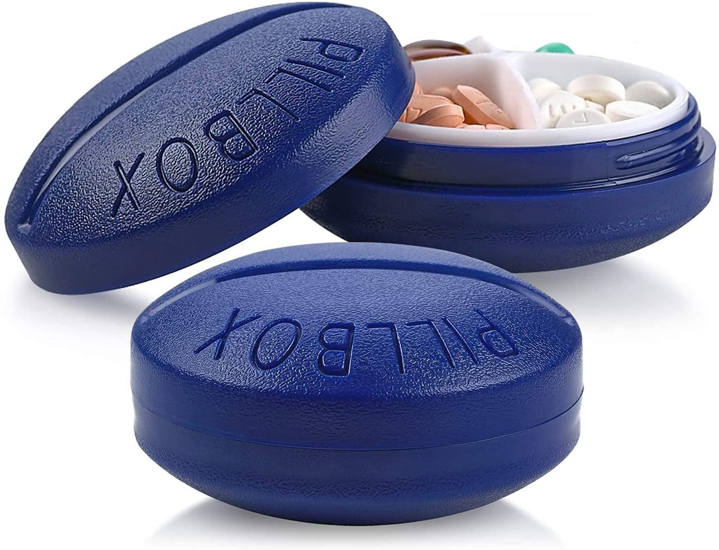 MEDca Small Boxes P/K 2 Mini Compact Round Portable Travel Pills Case ...