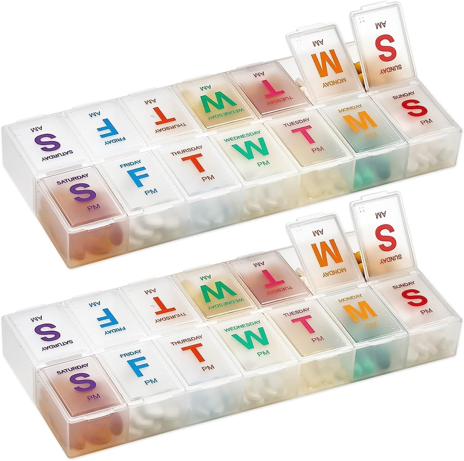 MEDca Weekly Pill Organizer - Reminder Box for AM/PM Daily Medication ...