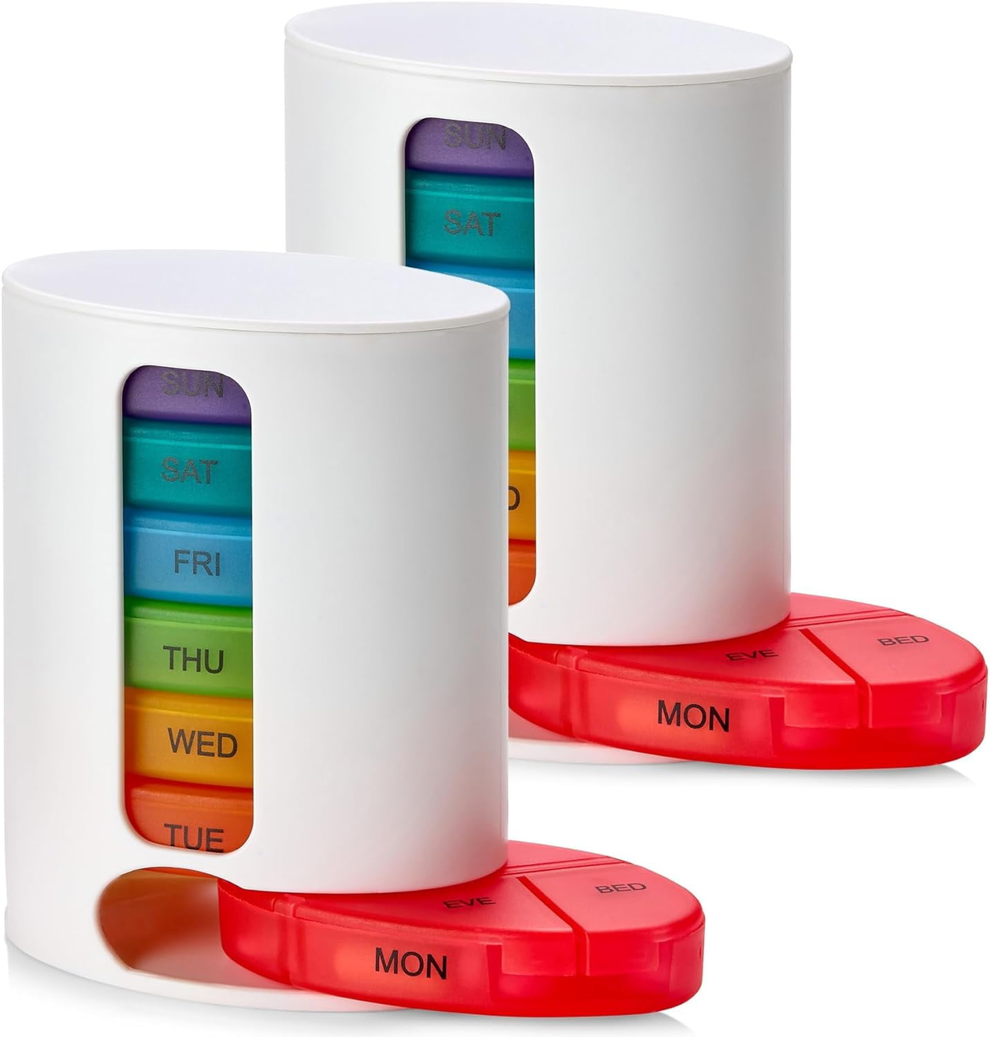 MEDca Weekly Pill Organizer, 1 Dispenser, 7 Stackable Multi-Color ...