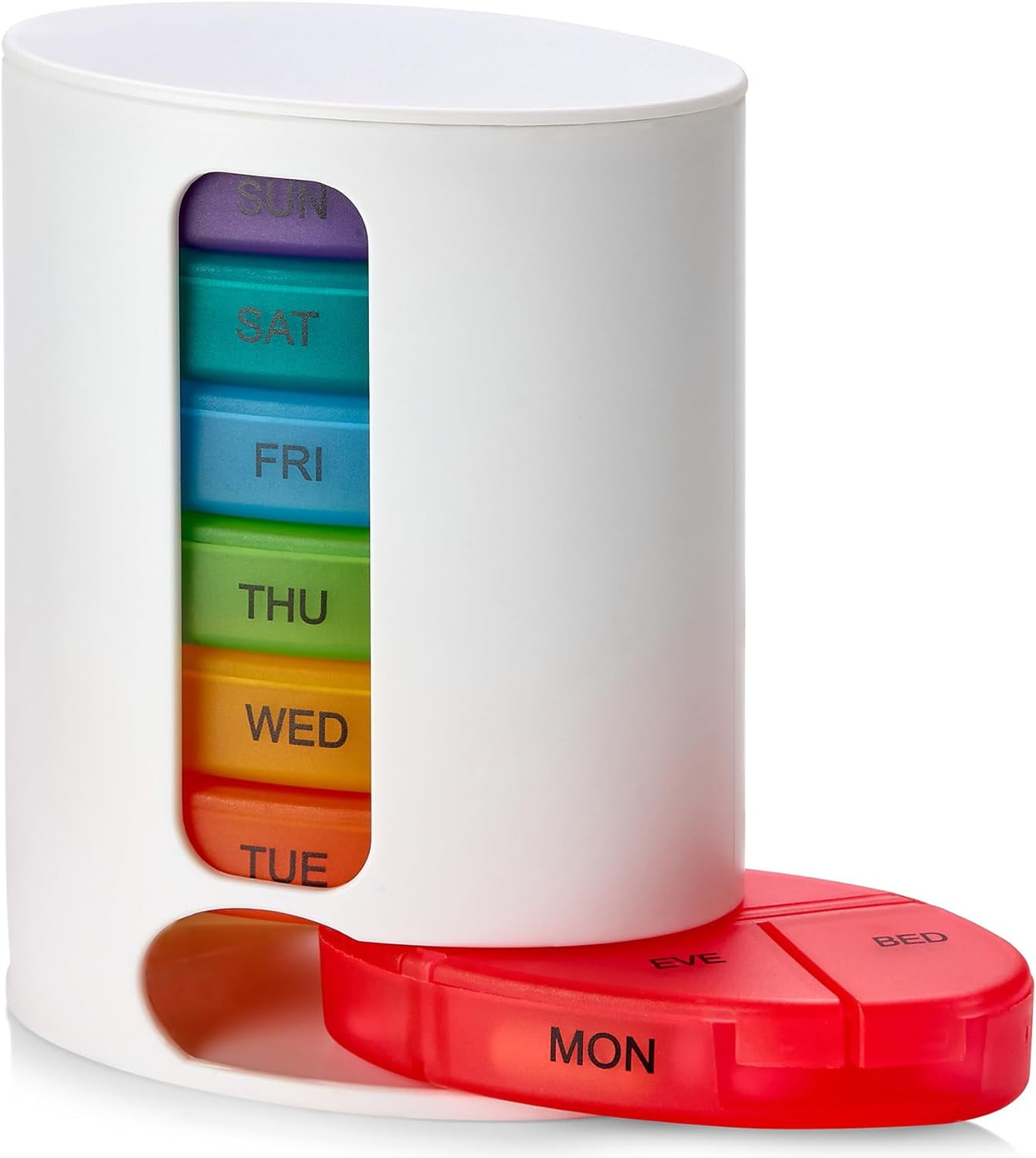 MEDca Weekly Pill Organizer, 1 Dispenser, 7 Stackable Multi-Color ...