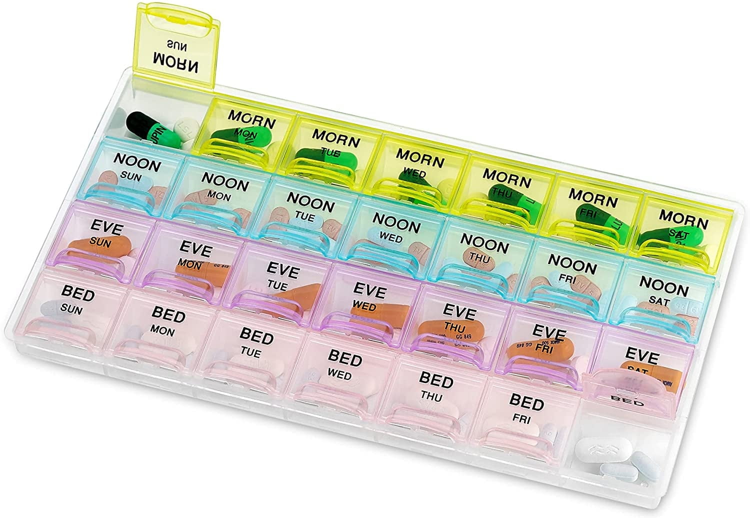 MEDca Weekly Pill Organizer - Large, Clear, 7-Day Medication Container ...