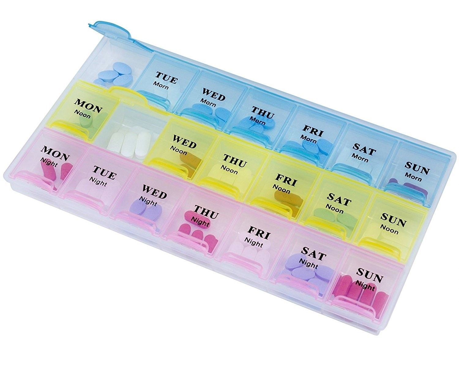 MEDca Weekly Pill Organizer, 7 Day Morning, Noon, Night Medicine ...