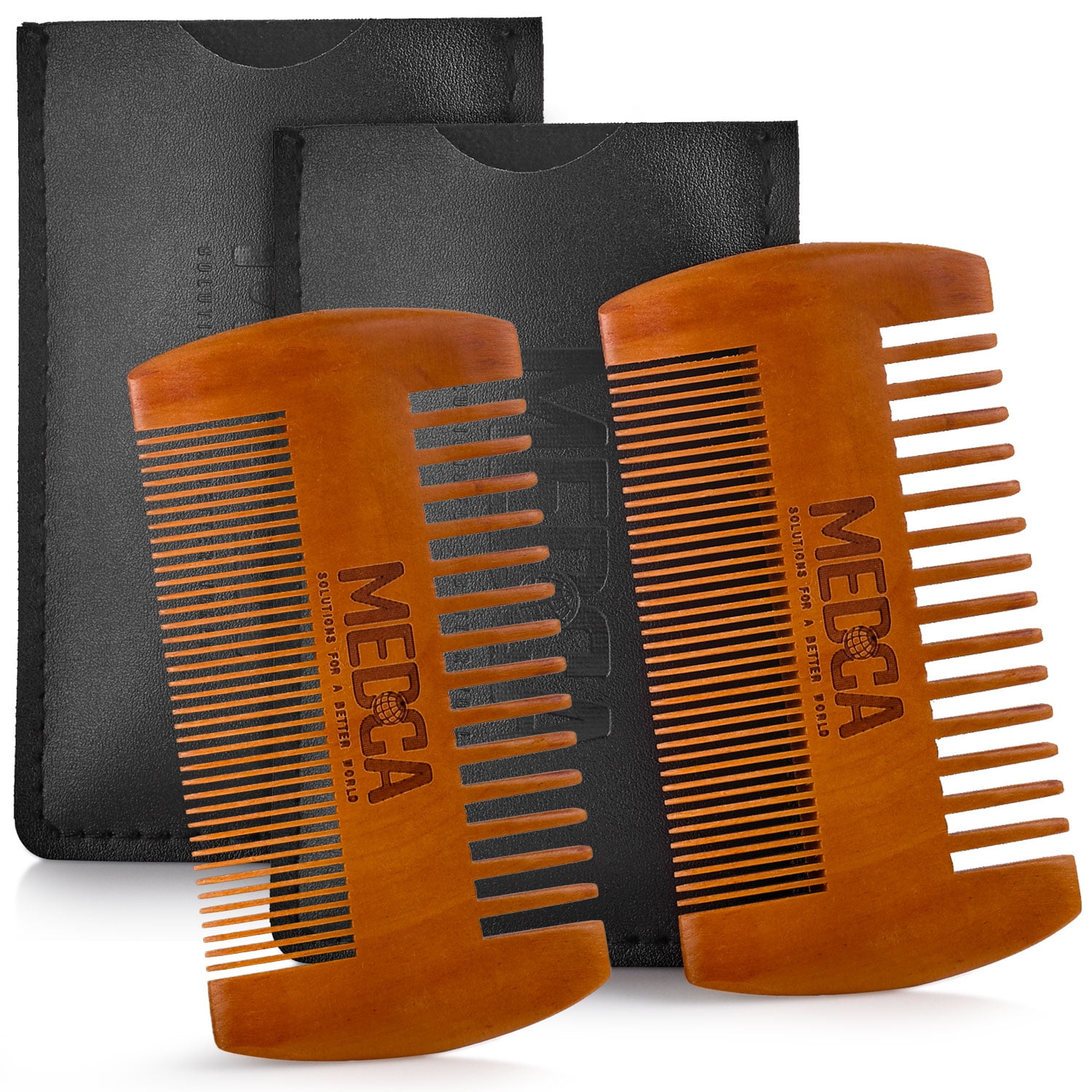 MEDca Wooden Beard Comb for Men - Pack of 2, H x 1.38" Handcrafted ...