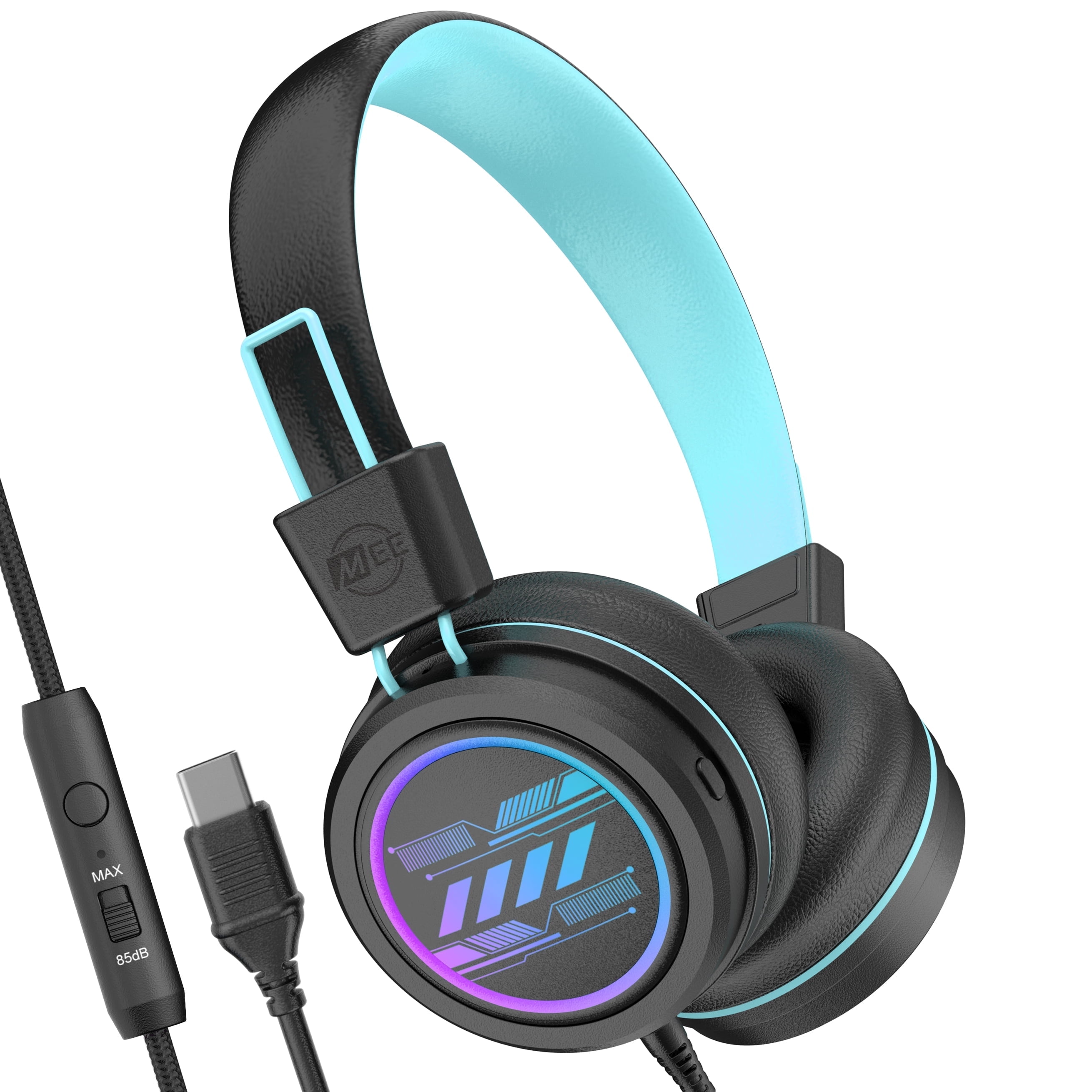 MEE audio KidJamz Safe Listening USB-C Kids Headphones w/ LED Lights ...