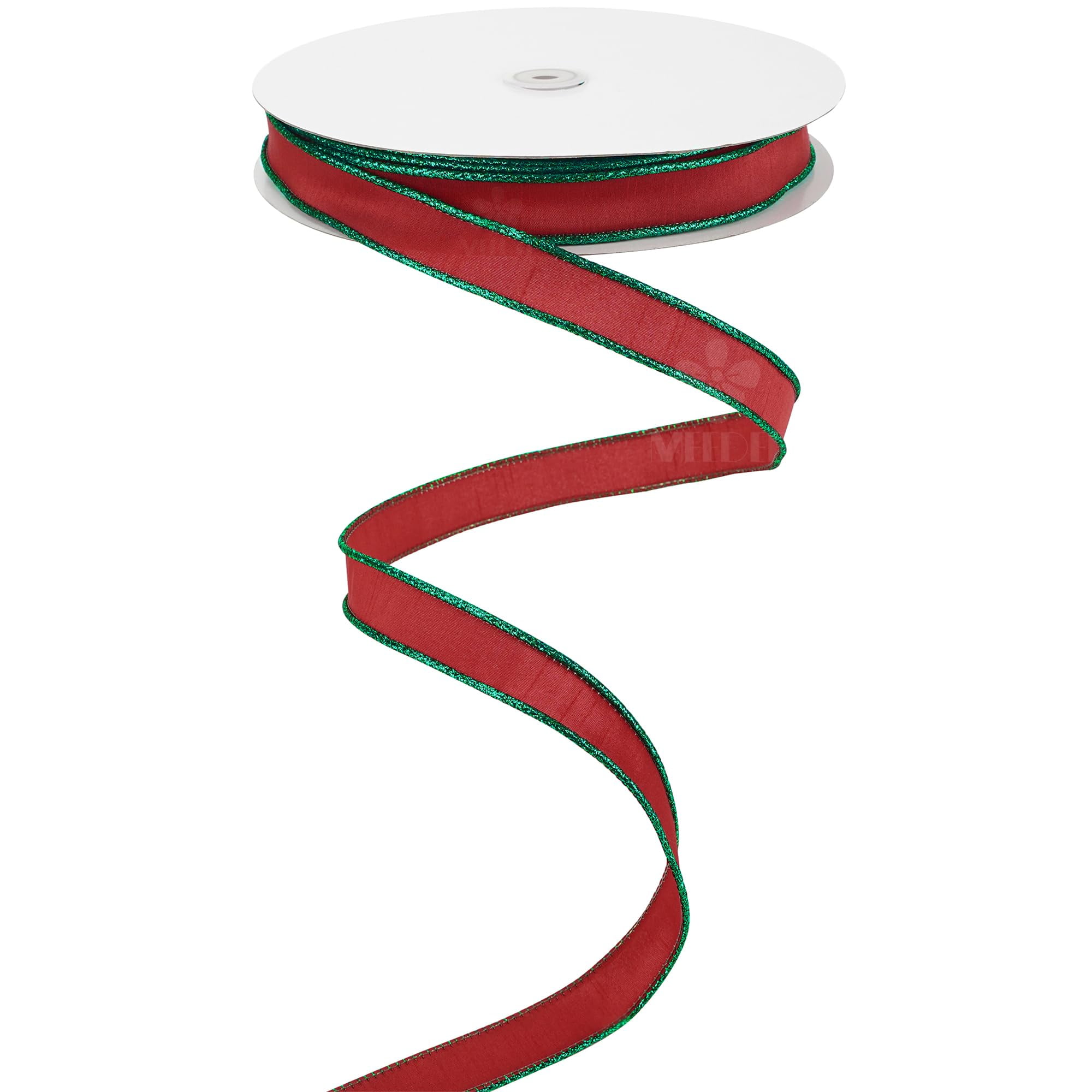 MEEDEE 1 inch Red and Green 2 Tone Christmas Cord Ribbon 25 Yards Faux ...